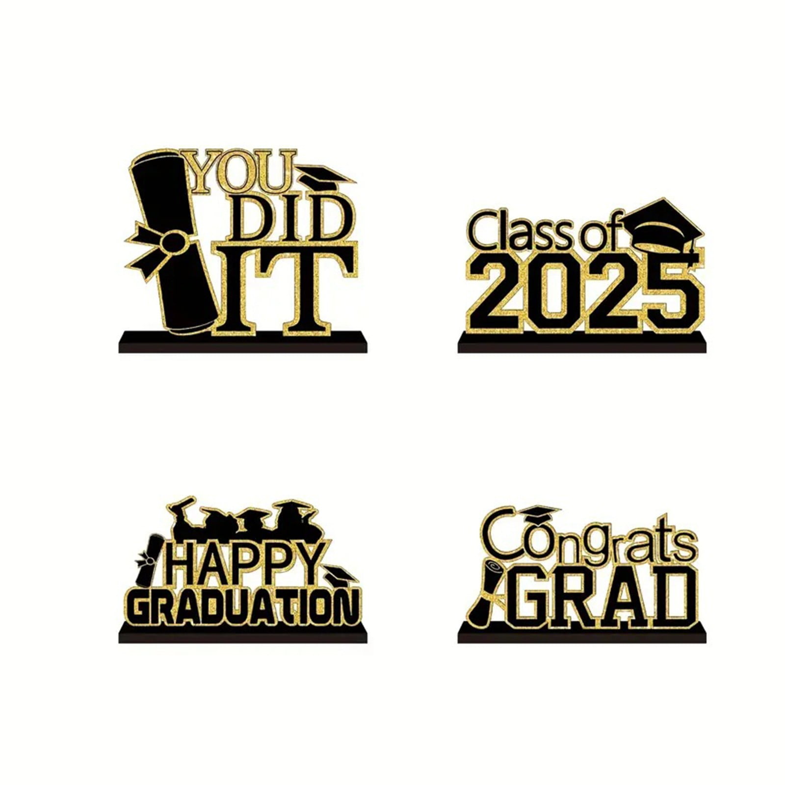 Qocolhg 4 Pcs 2025 Graduation Party Decorations Wooden Class of 2025 ...