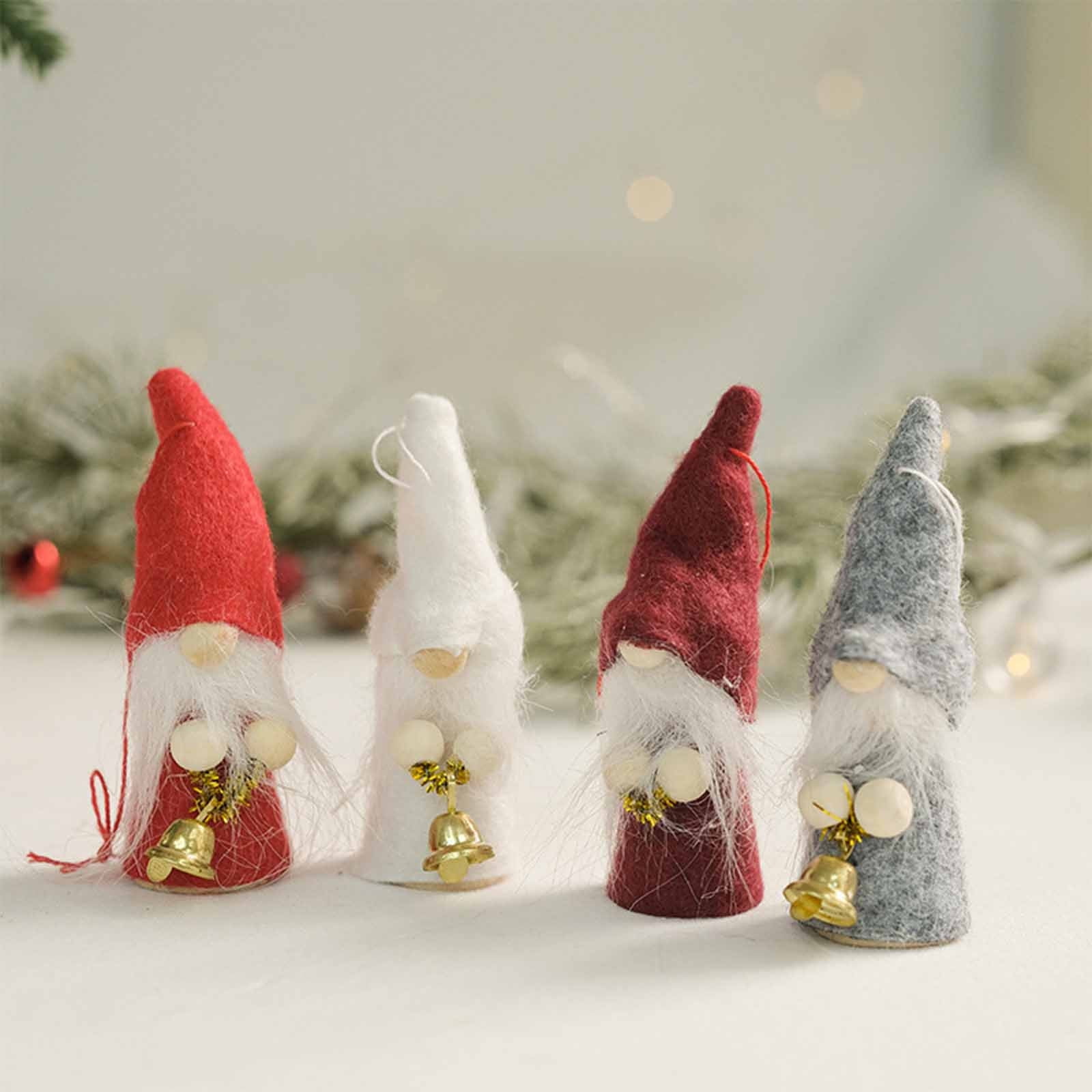 Qocolhg 4 Pcs Felt Gnomes Christmas Ornaments 3D Faceless Gnomes Santa ...