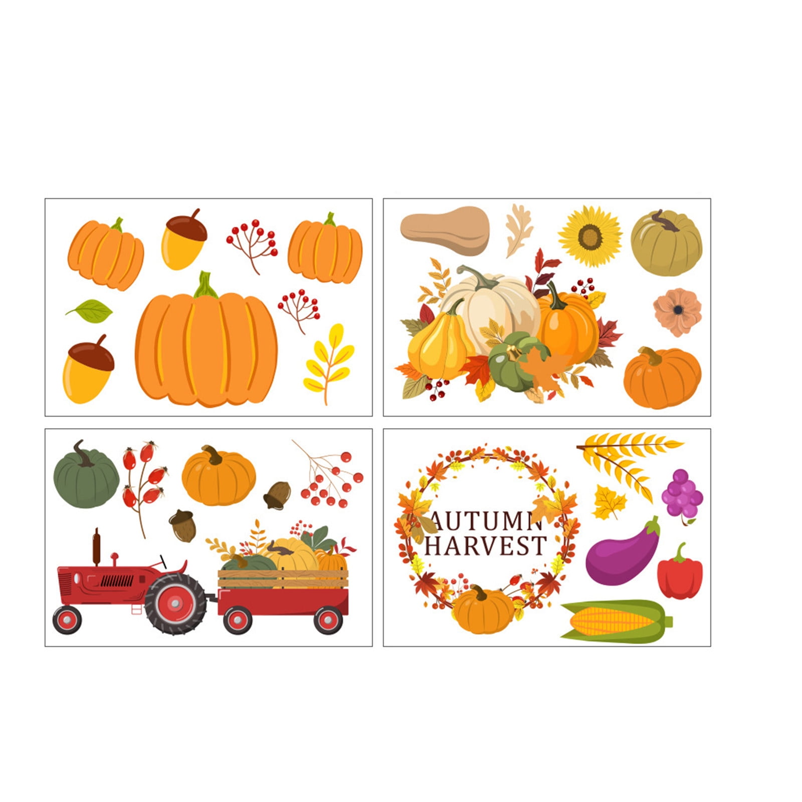 Qocolhg 4Pcs Fall Window Clings for Glass Thanksgiving Clings Decor for ...