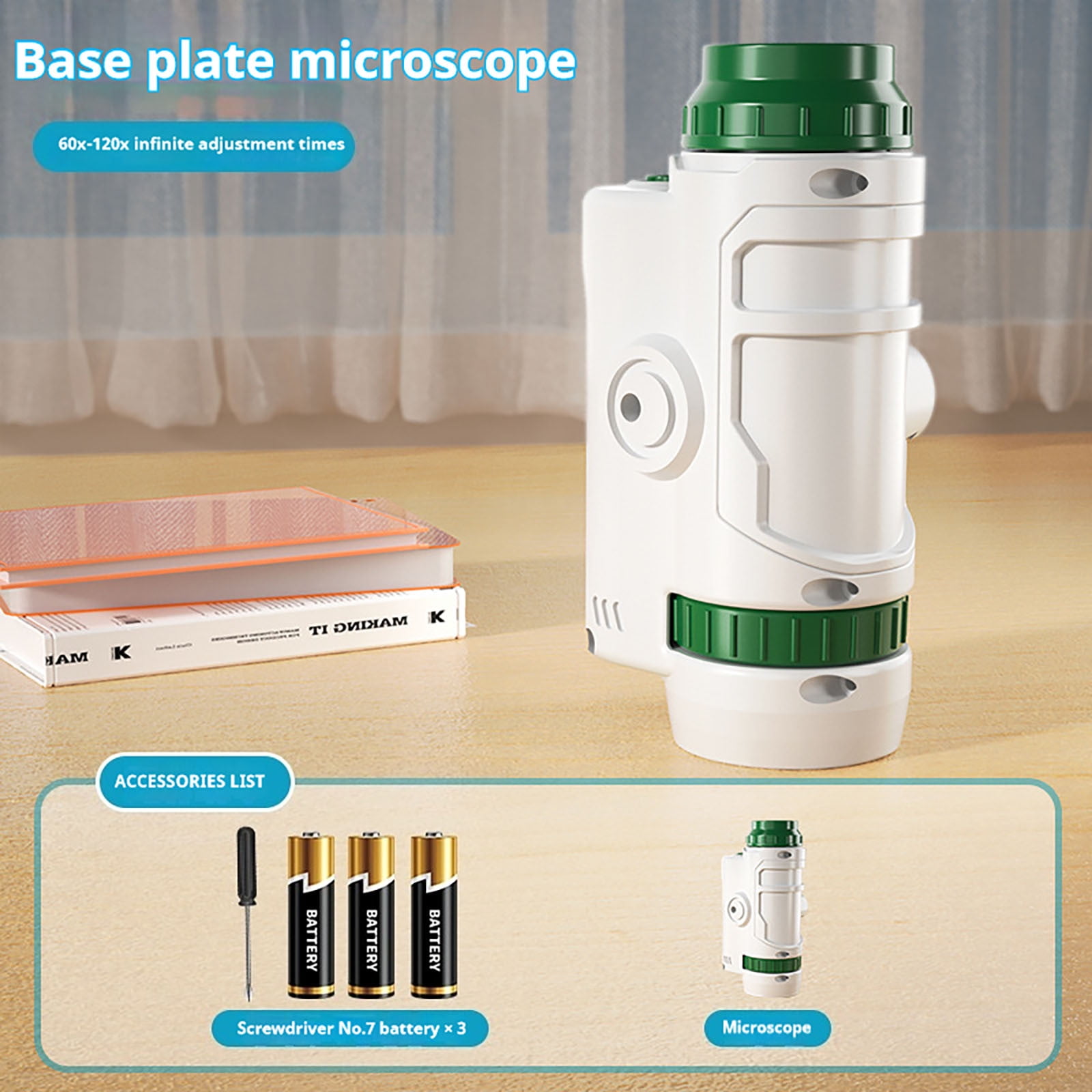Qocolhg 60x-120x LED Lighted Pocket Microscope,Portable Handheld ...