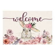 SDJMa Easter Bunny Eggs Farmhouse Kitchen Rugs Spring Rabbits Flowers ...