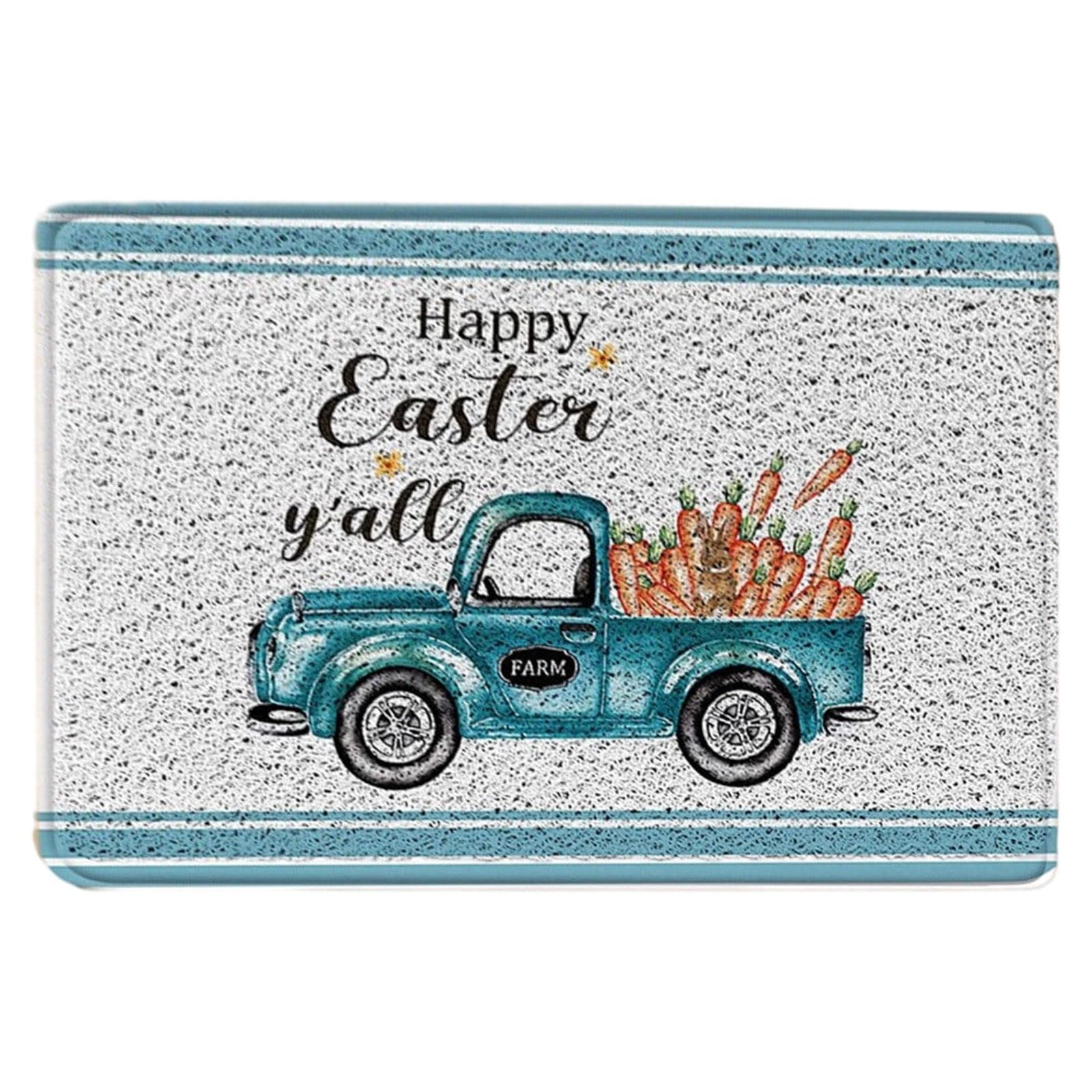 Qocolhg Carrots Bunny Happy Easter Kitchen Mats,Spring Home Decor ...