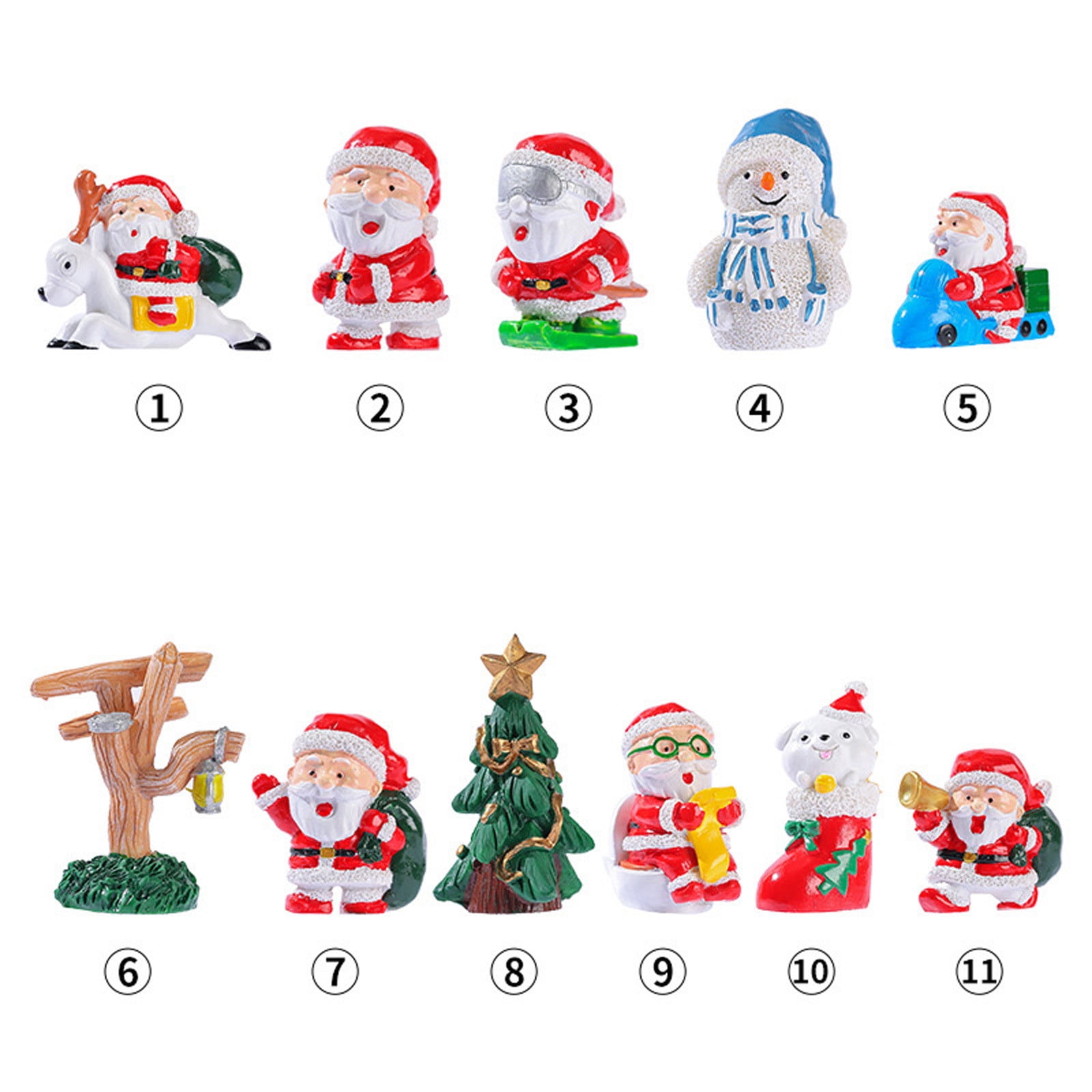 Qocolhg Christmas Miniature Figurines, 11 Pcs Mini Crafts Resin Santa ...