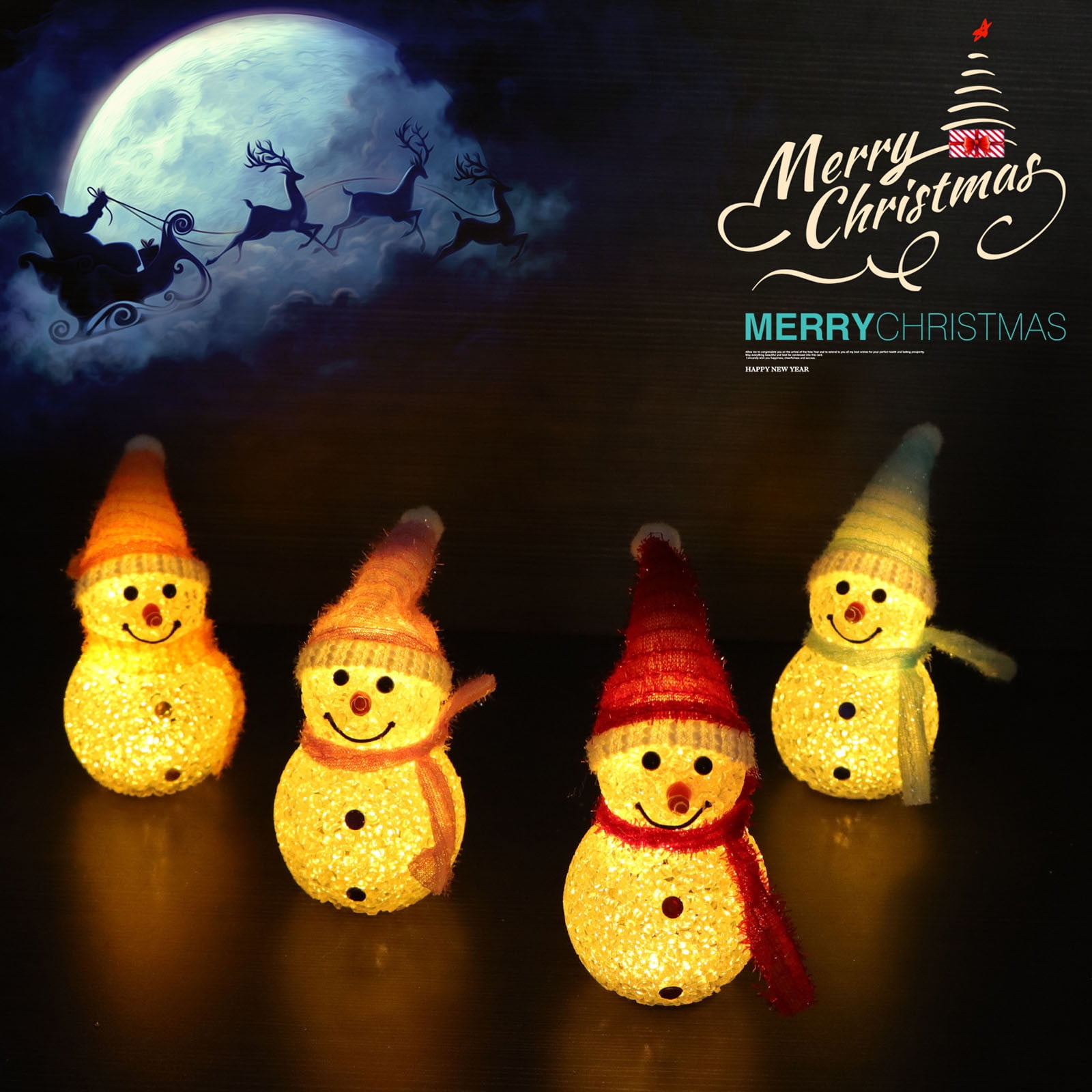 Qocolhg Christmas Ornament LED Snowman, 5.5 Inch Pre-Lit Light Up ...