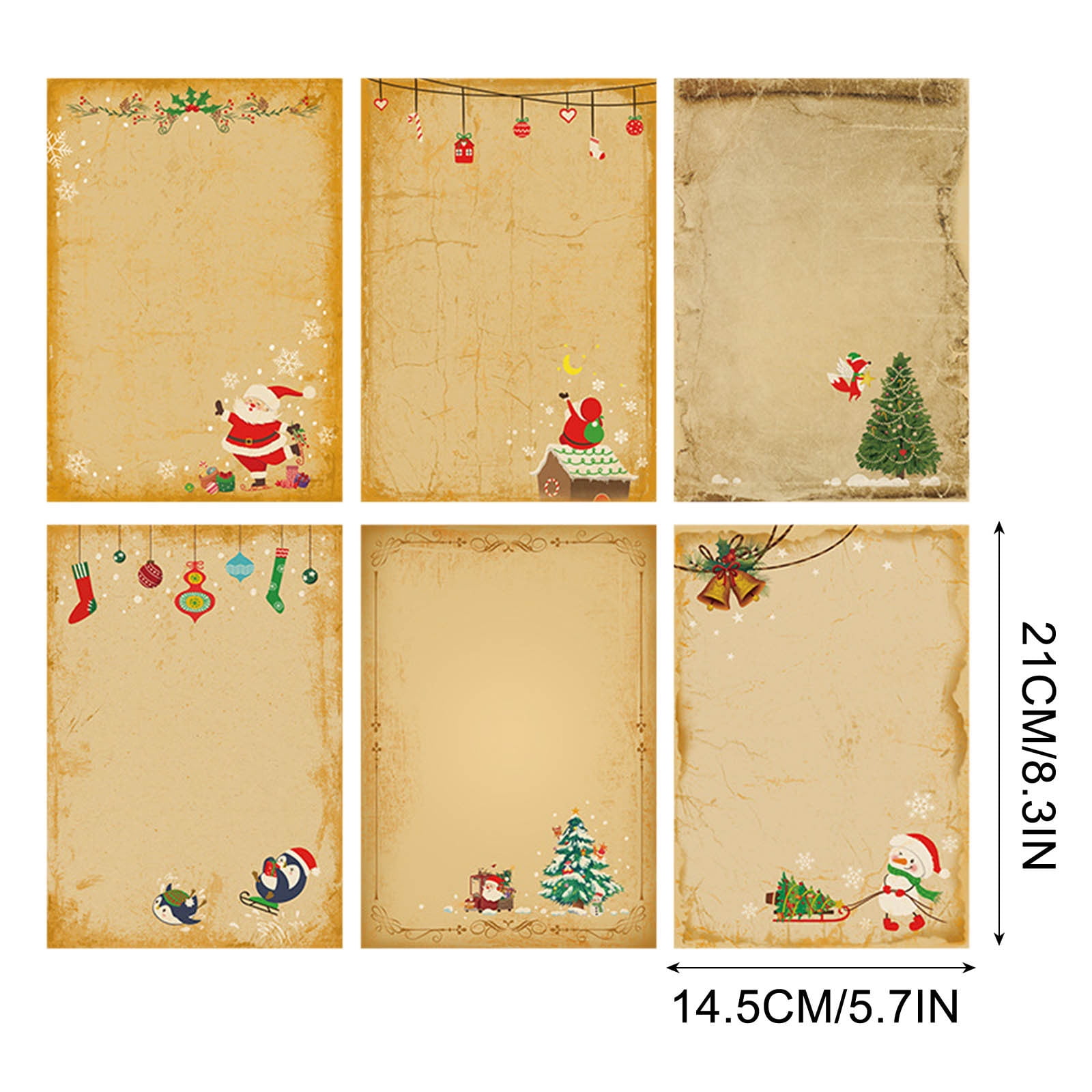 Qocolhg Christmas Stationery 6 Pcs Vintage Stationary Paper and ...
