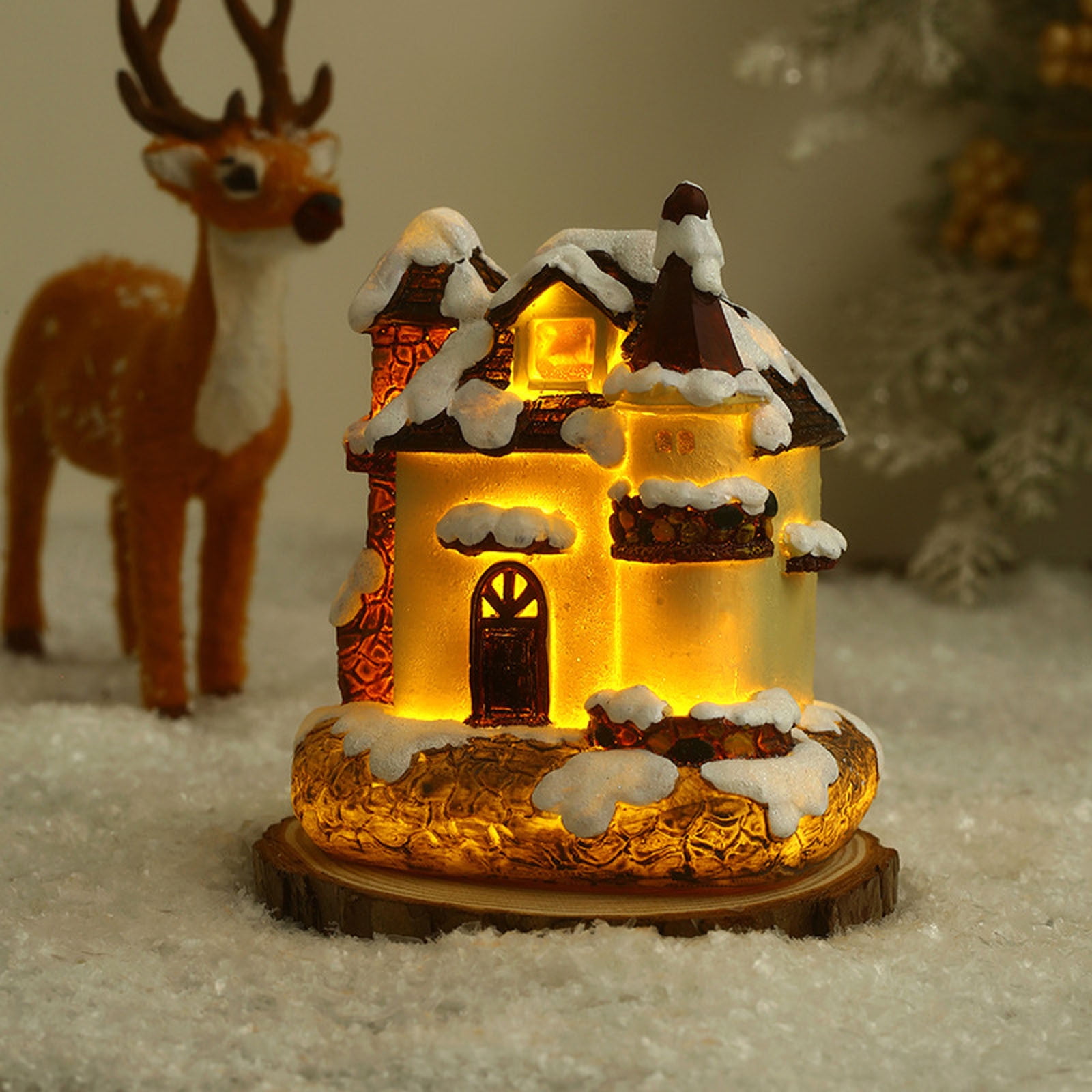 Qocolhg Christmas Village Light up House, Backflow Incense Holder ...