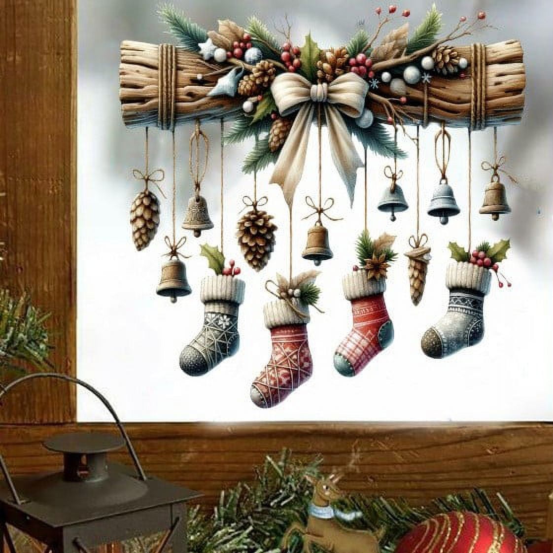 Qocolhg Christmas Window Clings Christmas Sock Window Decals Static ...