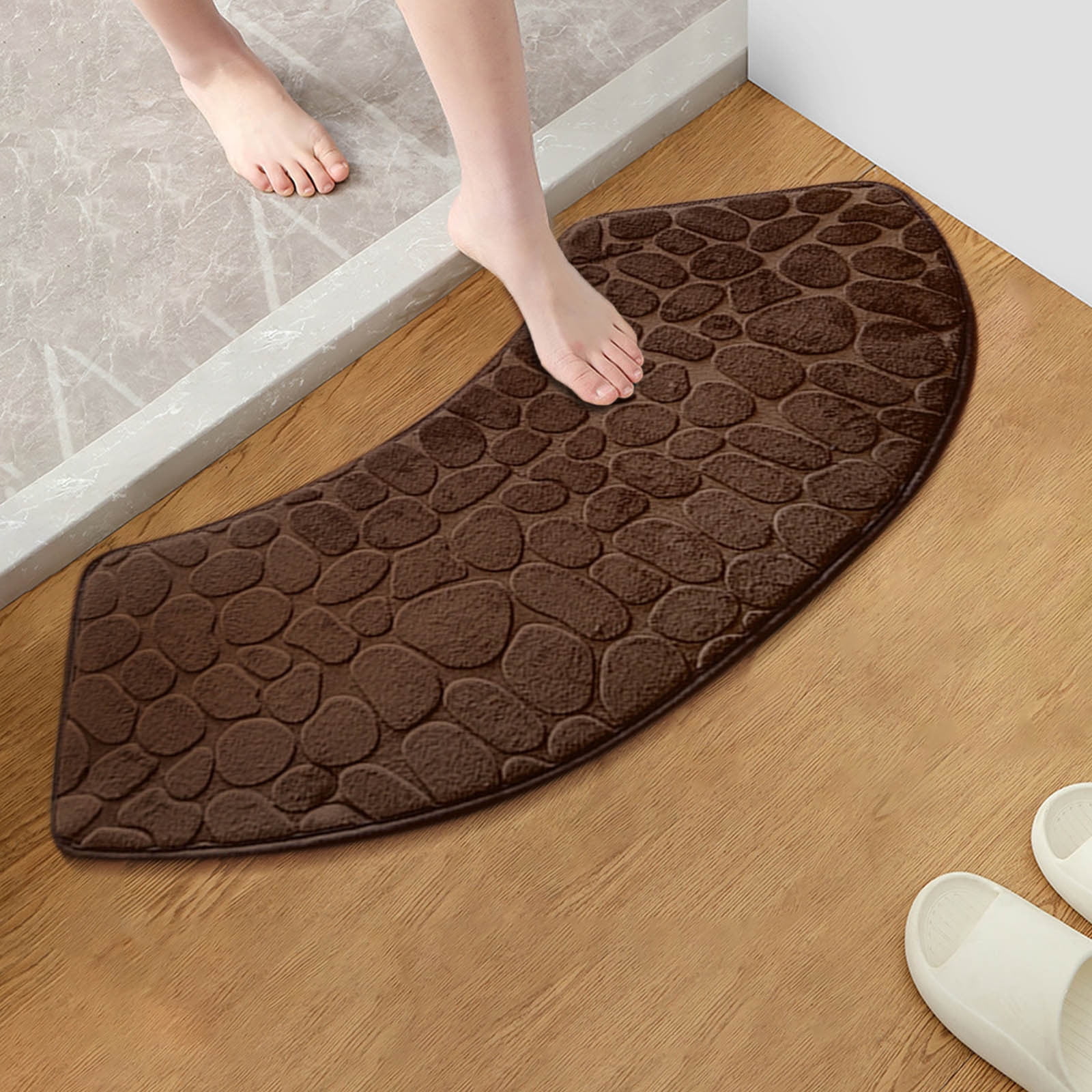 Qocolhg Curved Bath Rug, Corner Shower Mats Anti-Slip Bathroom Carpet ...