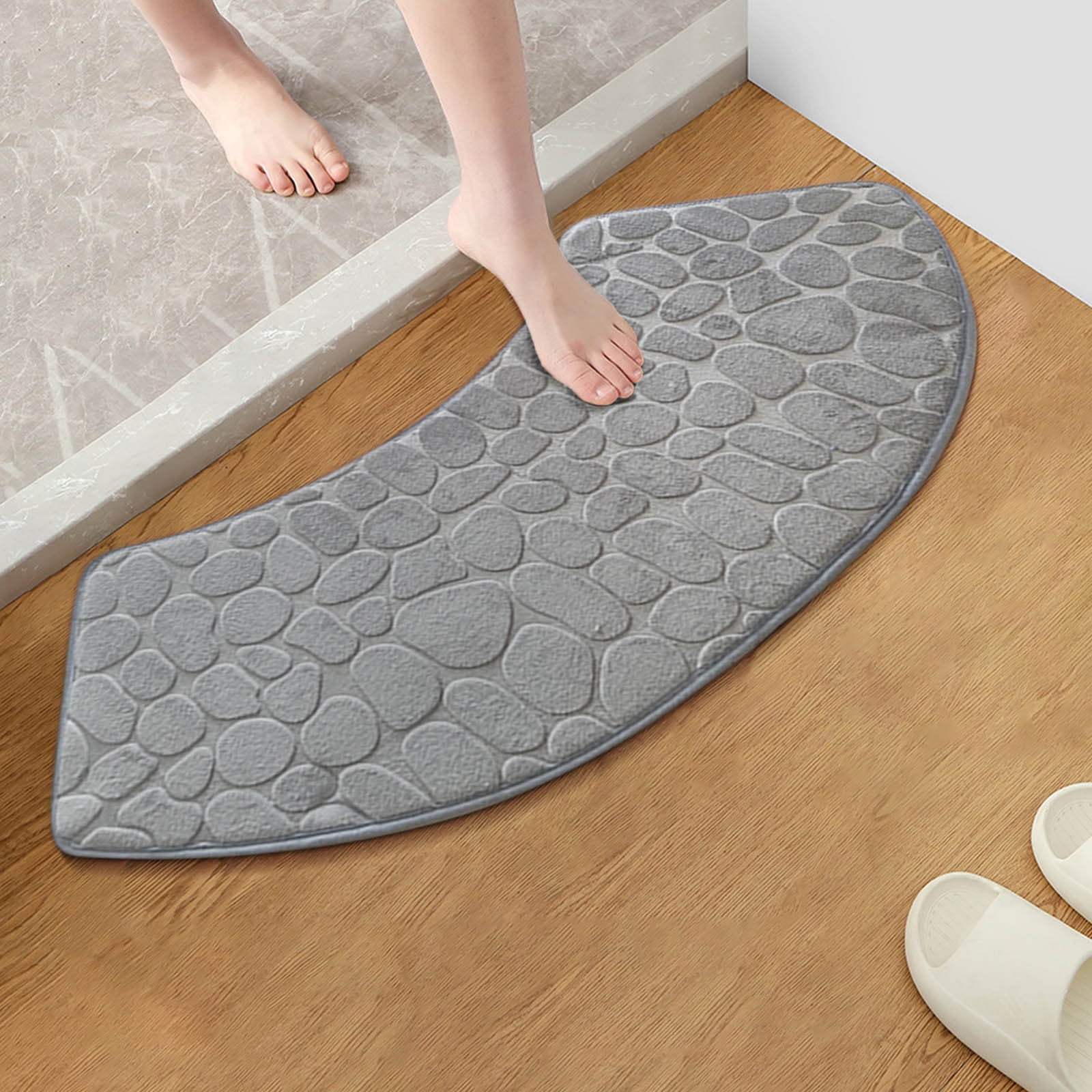 Qocolhg Curved Bath Rug, Corner Shower Mats Anti-Slip Bathroom Carpet ...