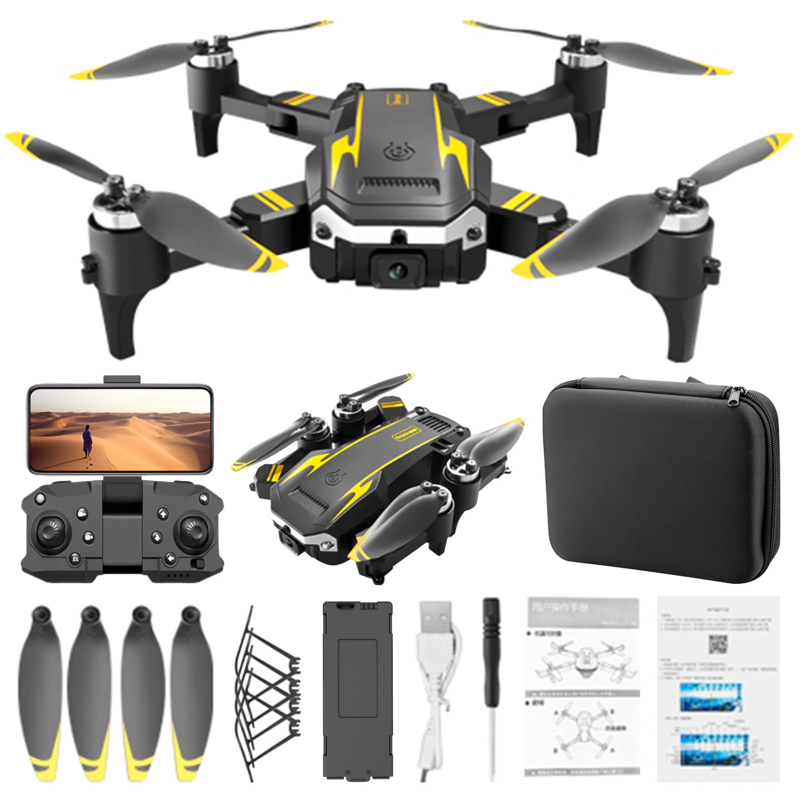 Qocolhg Drones with Camera for Adults 4k 1080P HD, Brushless 360 ...