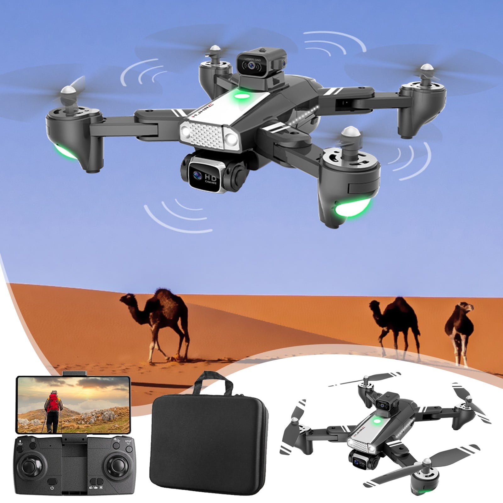Qocolhg Drones with Camera for Adults 4k 1080P HD, HJ69 UAV 4-way ...