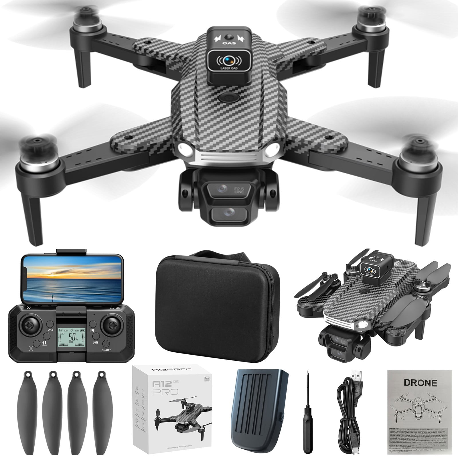 Qocolhg Drones With Camera For Adults 4k 1080P HD, FPV Drone With ESC ...