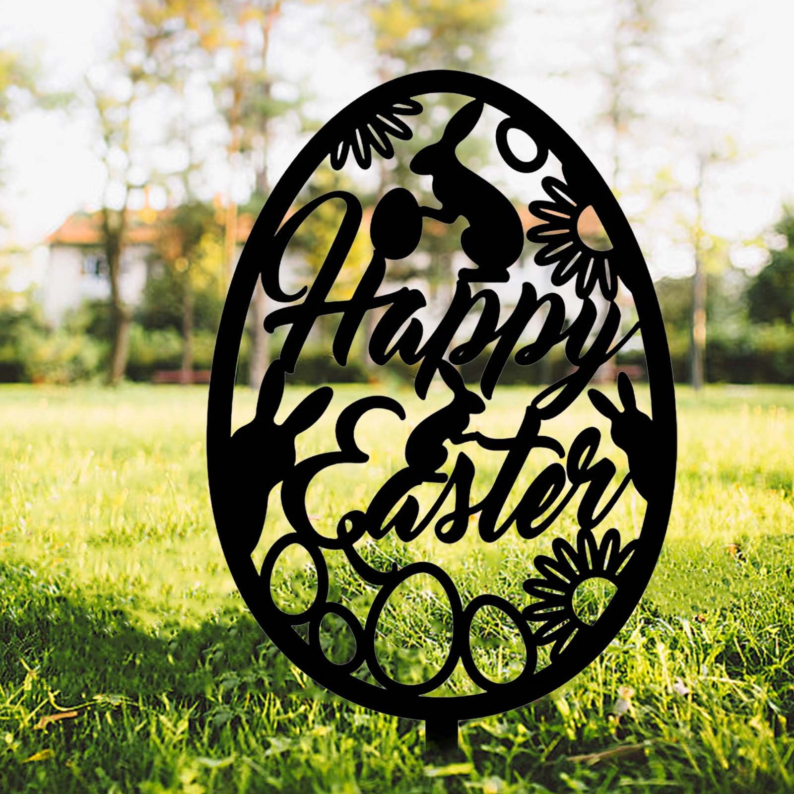 Qocolhg Easter Egg/Bunny Yard Sign Decorations Outdoor Yard Signs with ...