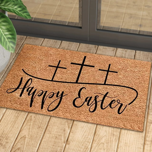 Qocolhg Easter Eggs Filled Easter Welcome Mat Coir Easter Bunny ...