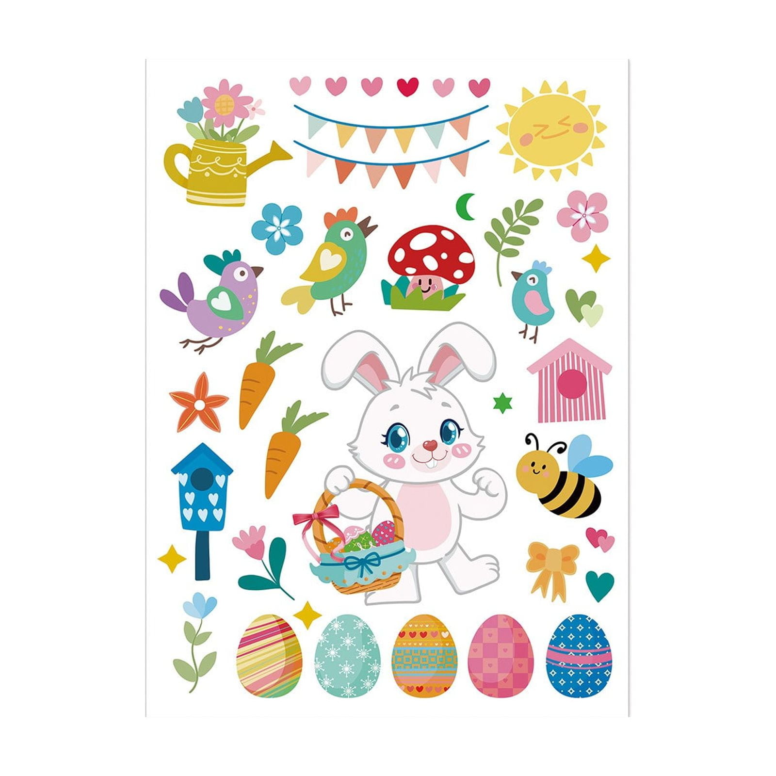 Qocolhg Easter Window Clings Happy Easter Bunny Rabbit Egg Window ...
