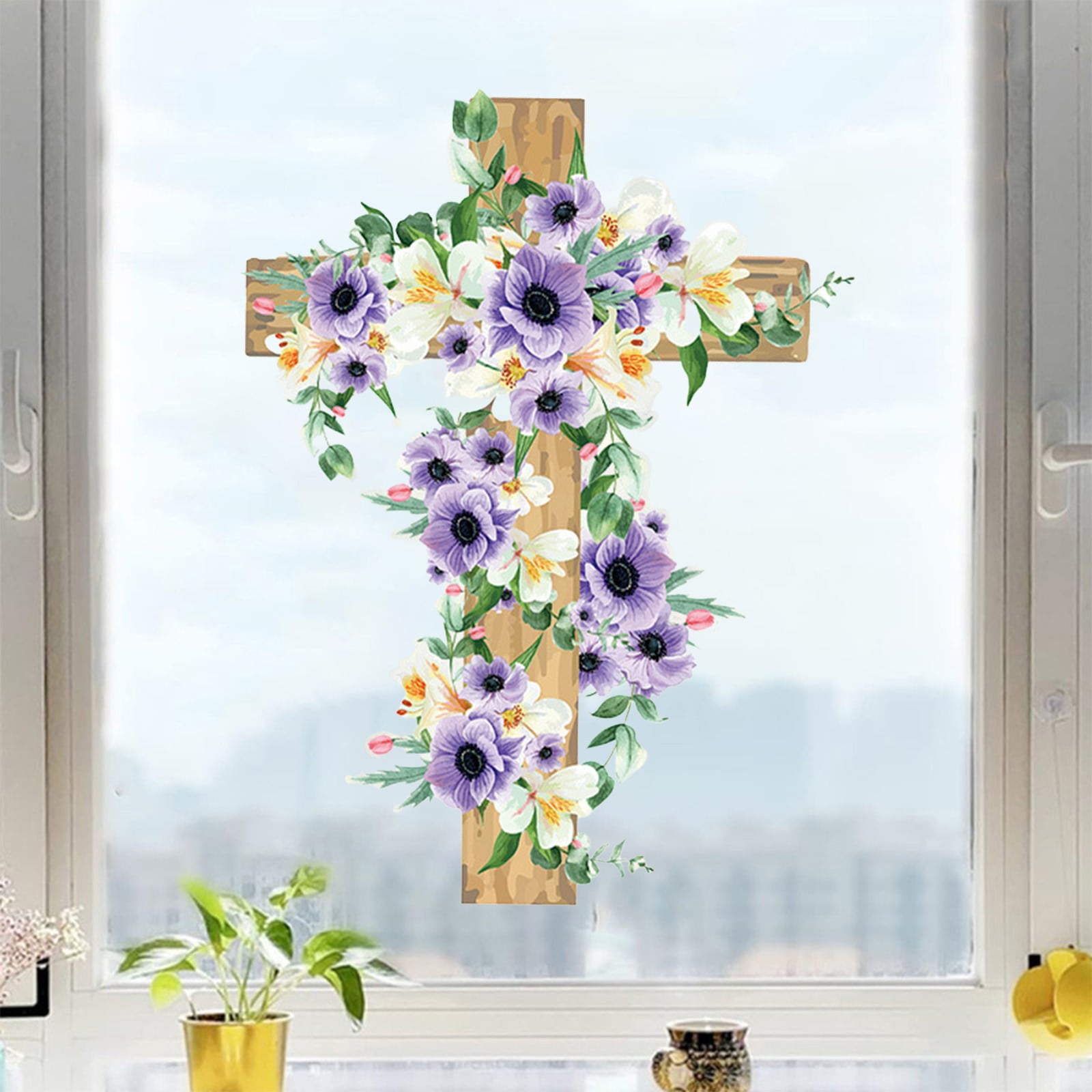 Qocolhg Easter Window Clings Jesus for Glass Window Decals Easter ...
