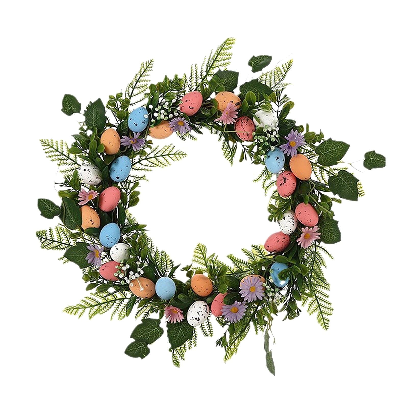 Qocolhg Easter Wreath Easter Egg Wreath for Easter Decorations ...