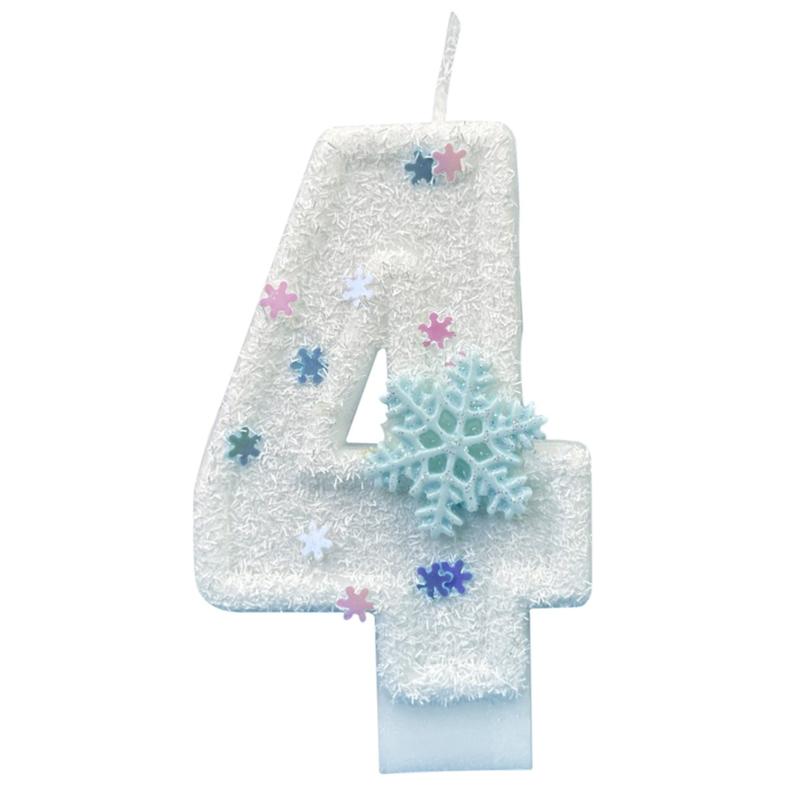 Qocolhg Frozen Snow Themed Birthday Candles, Blue and White Glitter ...