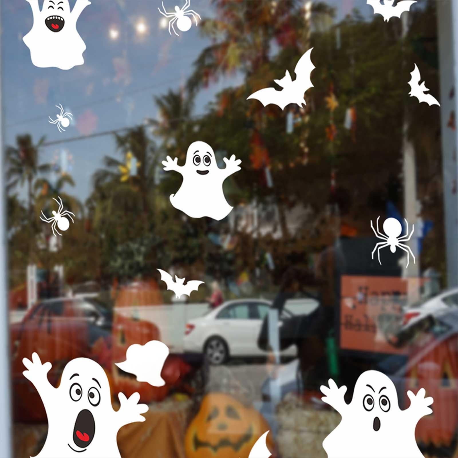 Qocolhg Halloween Decorations Window Clings Decor, Funny Cute White ...