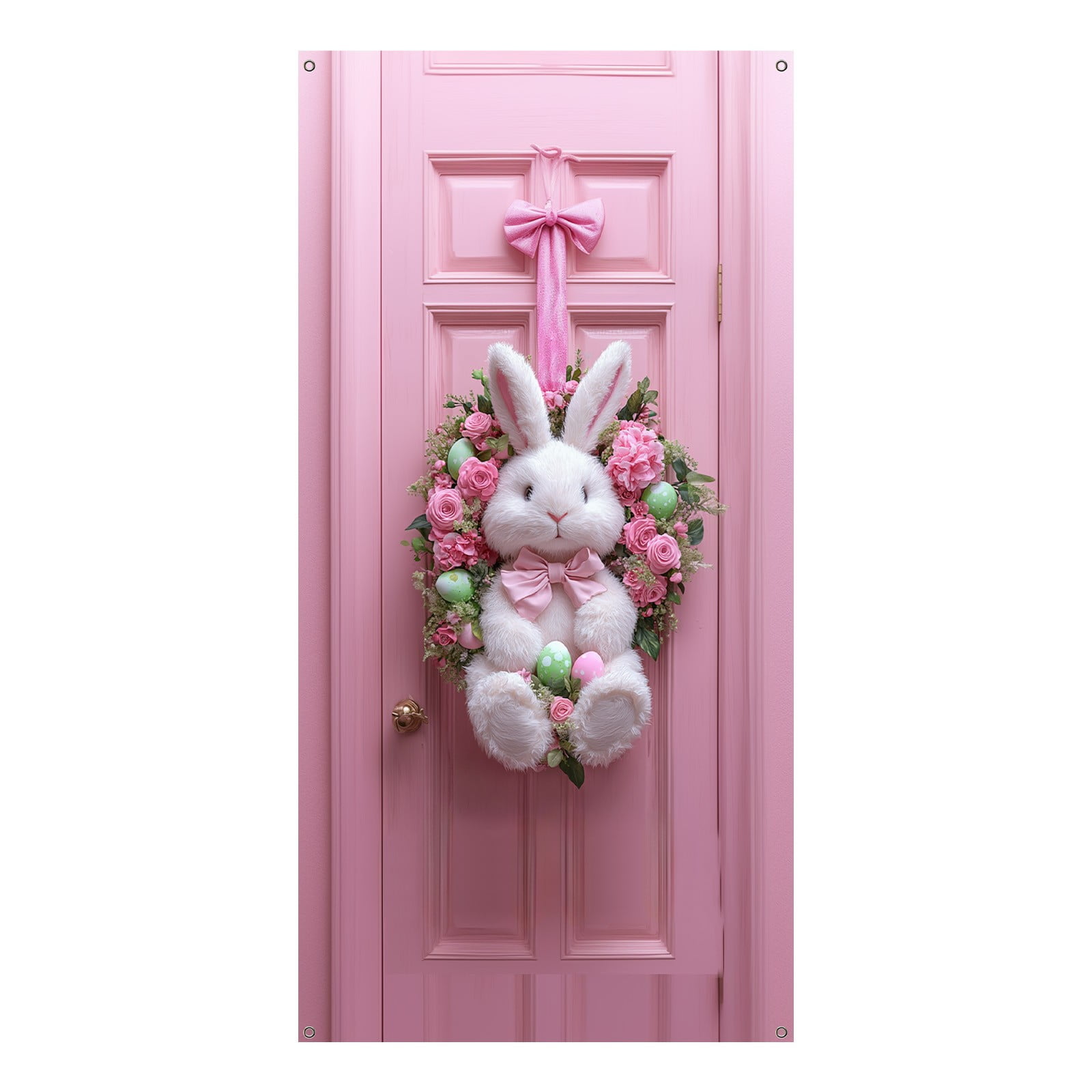 Qocolhg Happy Easter Door Cover Decorations Easter Bunny Eggs Door ...
