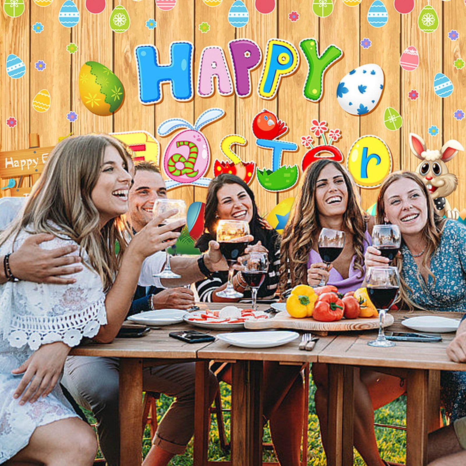 Qocolhg Happy Easter Party Backdrop Banner, Spring Easter Rabbit ...