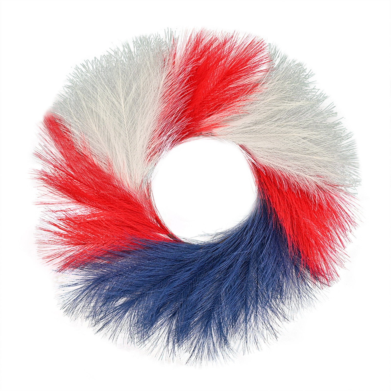 Qocolhg Independence Day Wreath, Red White Blue Artificial Reeds Wreath ...