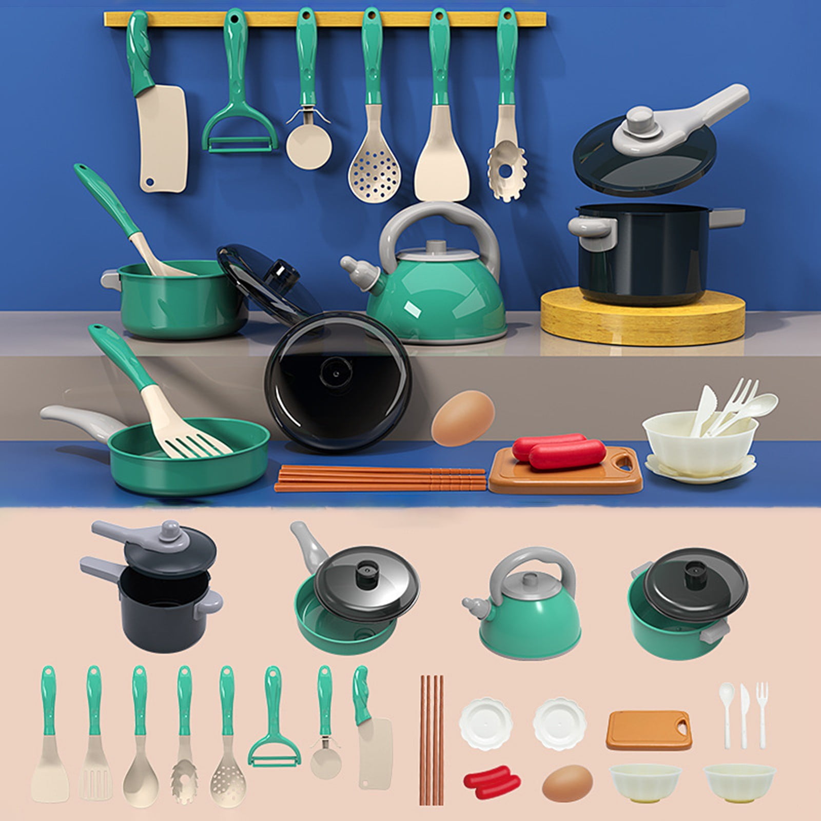 Qocolhg Kids Pretend Play Kitchen Toys,Mini Cooking Toys Set Play ...