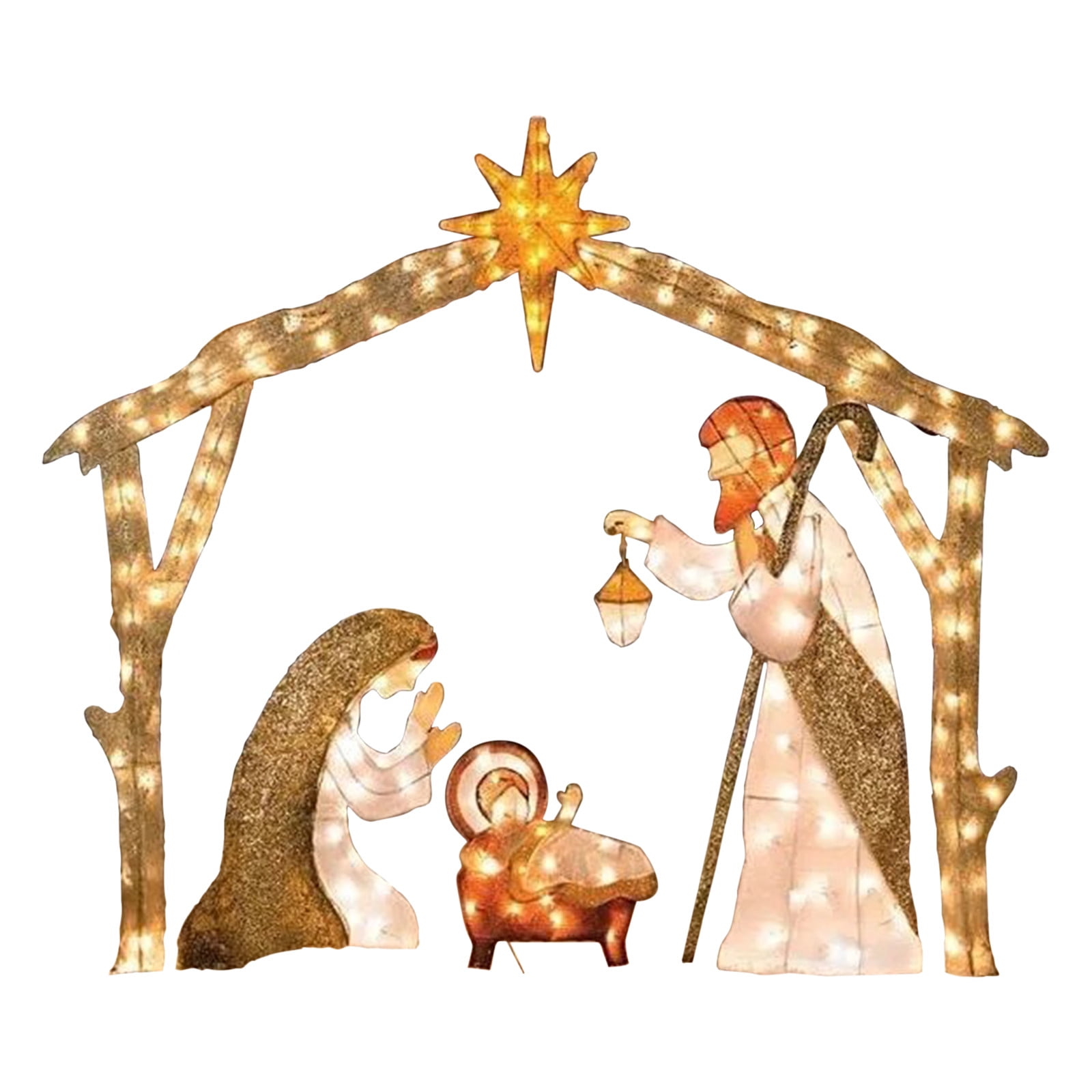 Qocolhg Lighted Nativity Scene Outdoor Decorations 11.8 inch, Christmas ...