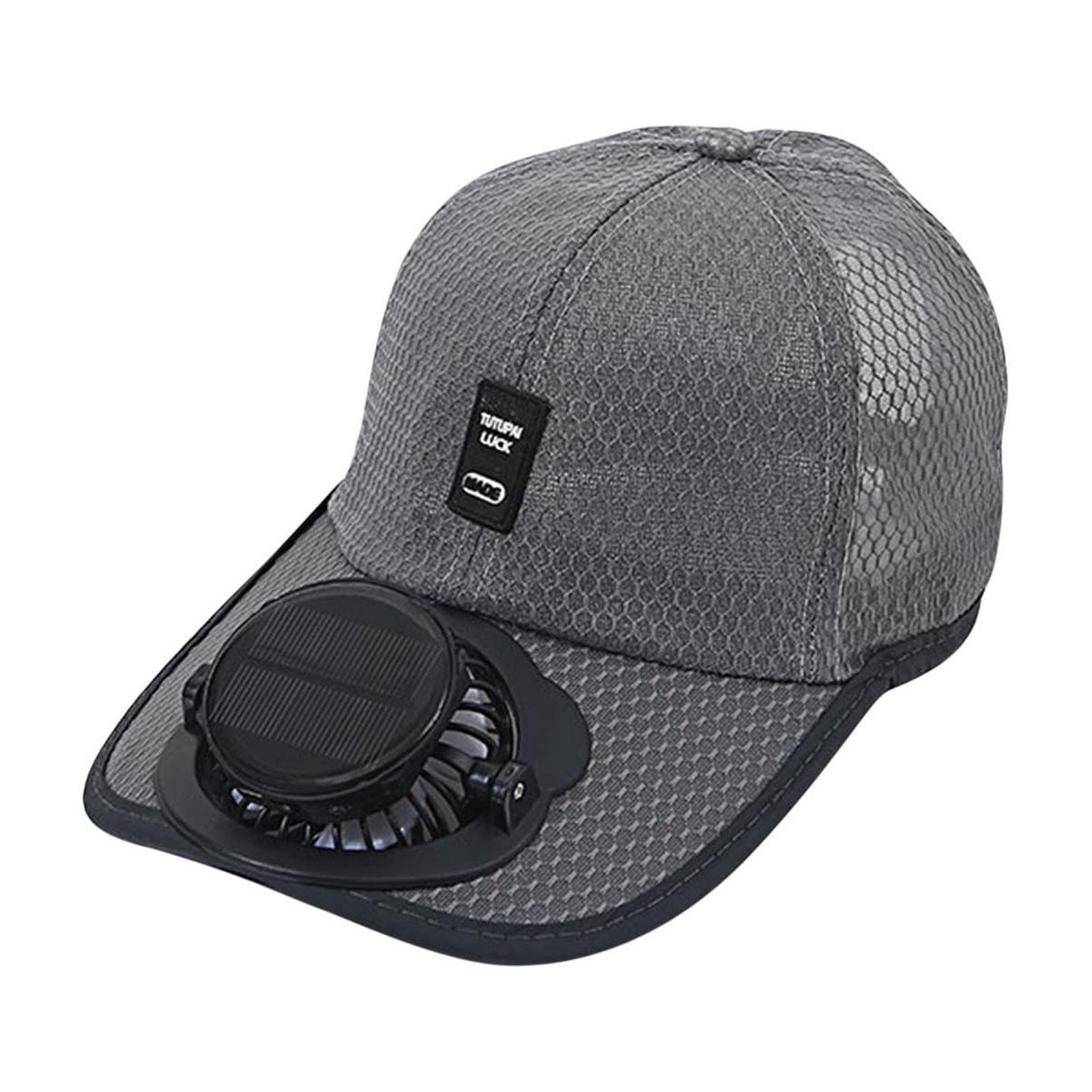 Qocolhg Mens Baseball Cap with Solar Fan, Summer UV Protection Wide ...