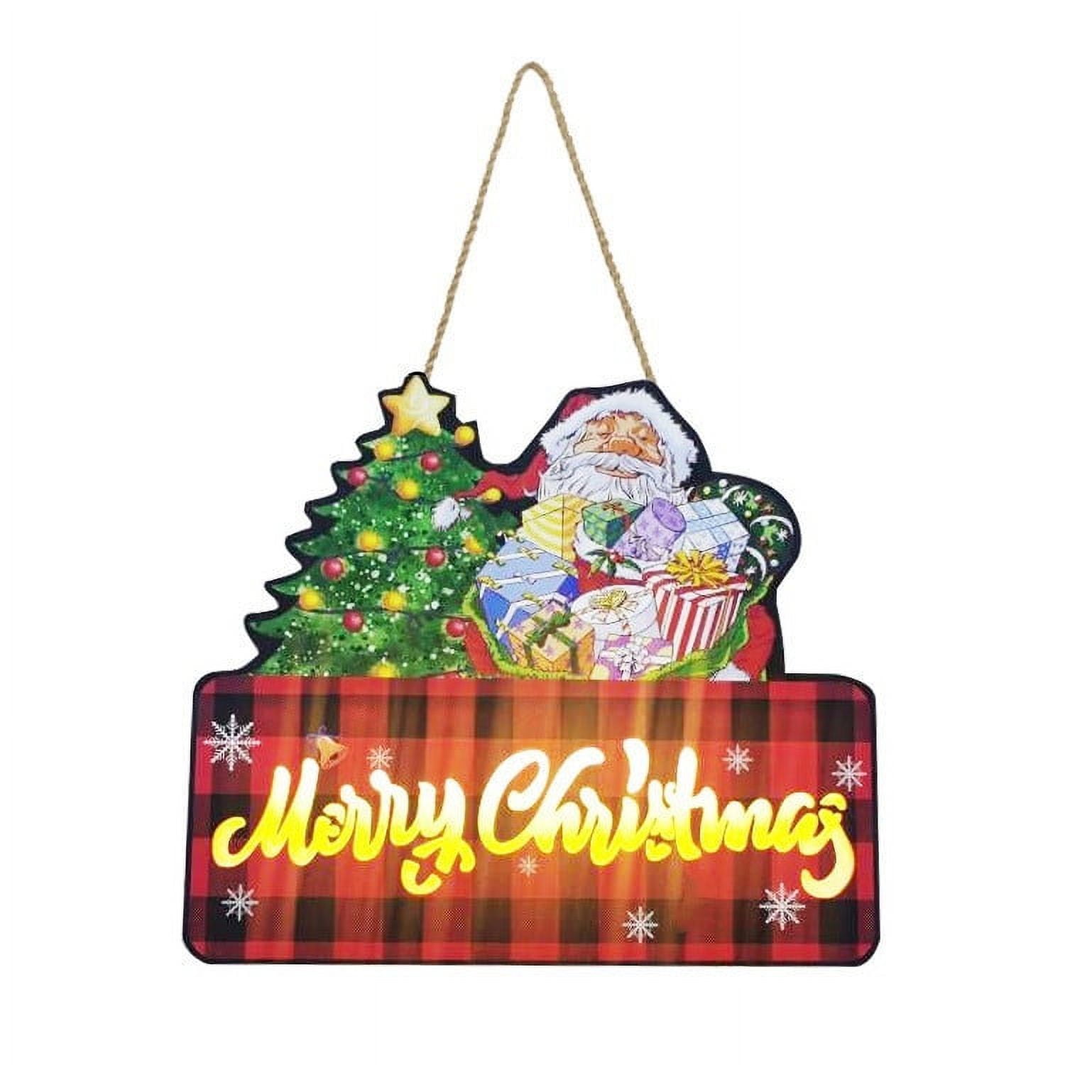 Qocolhg Merry Christmas Decorations, LED Lighted Merry Christmas Santa ...