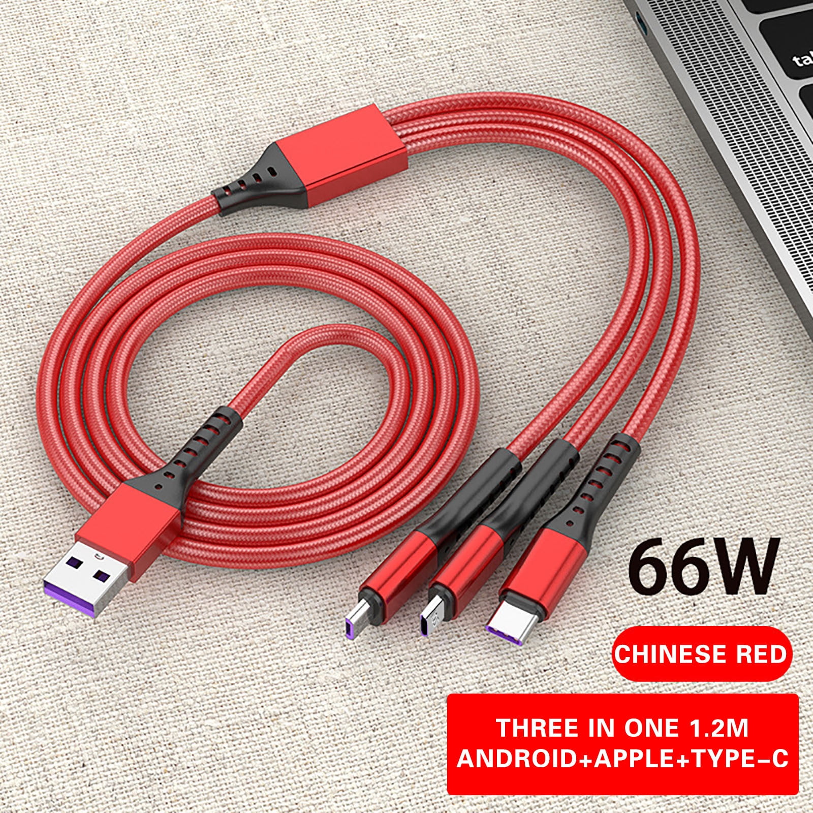 Qocolhg Multi Charging Cable, Nylon Braided 3 in 1 Charging Cord Multi ...