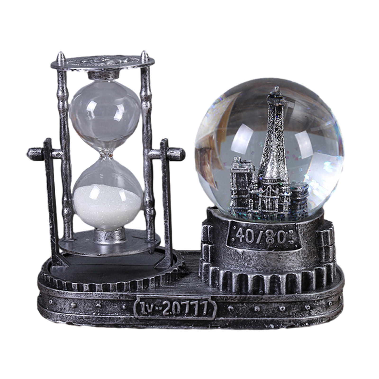Qocolhg Music Crystal Snow Globe with Hourglass Vintage Paris Eiffel ...