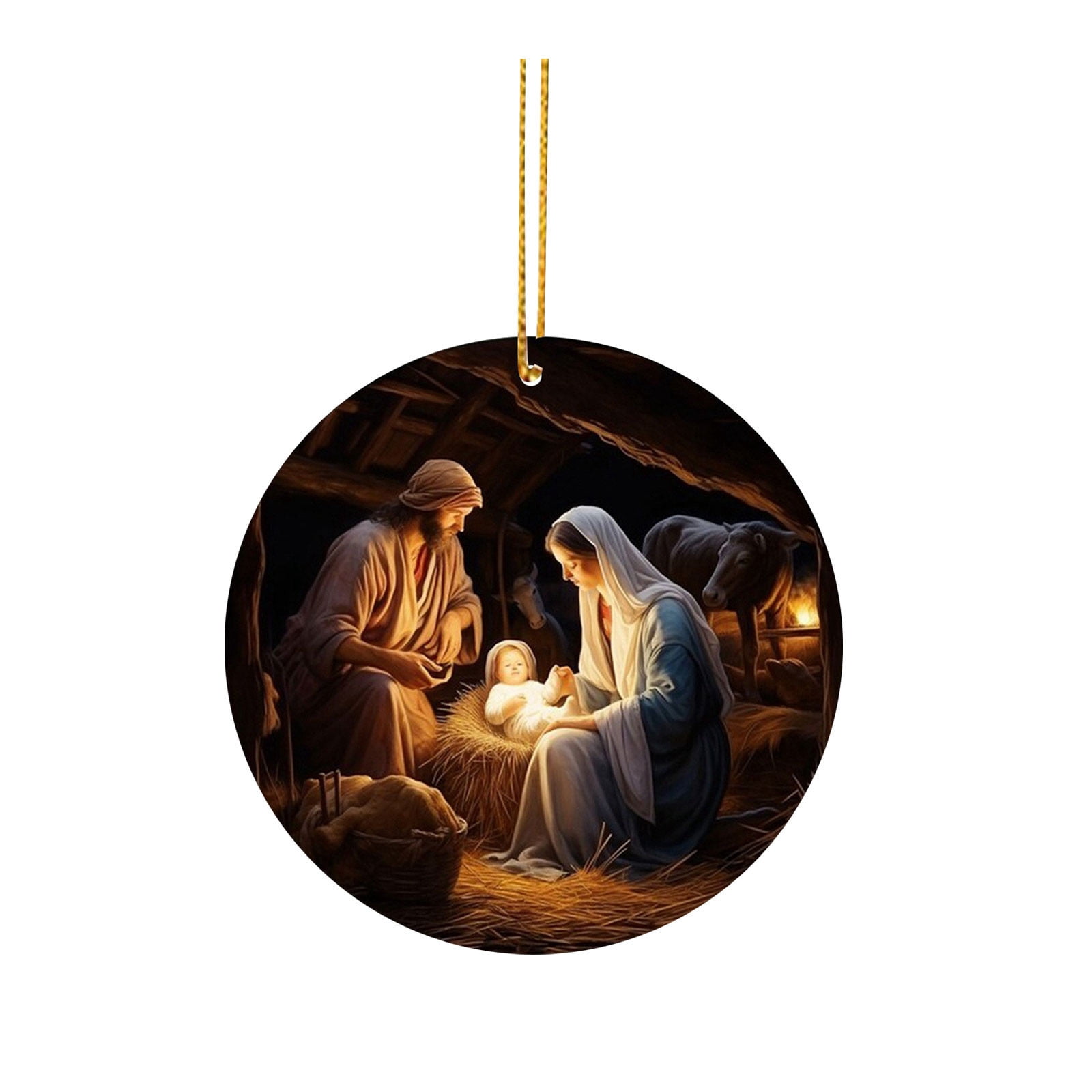 Qocolhg Nativity Scene Christmas Hanging Ornaments with Holy Family in ...