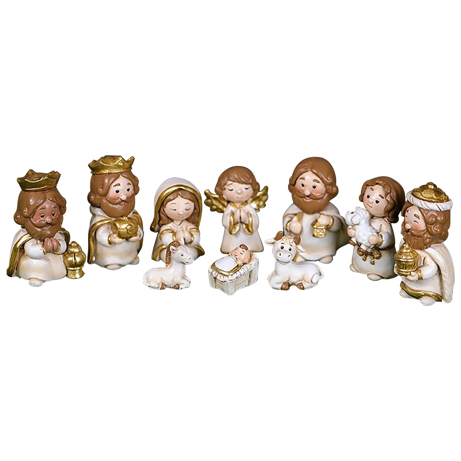 Qocolhg Nativity Scene Set Holy Family Figures, 10 Resin Manger Scene ...