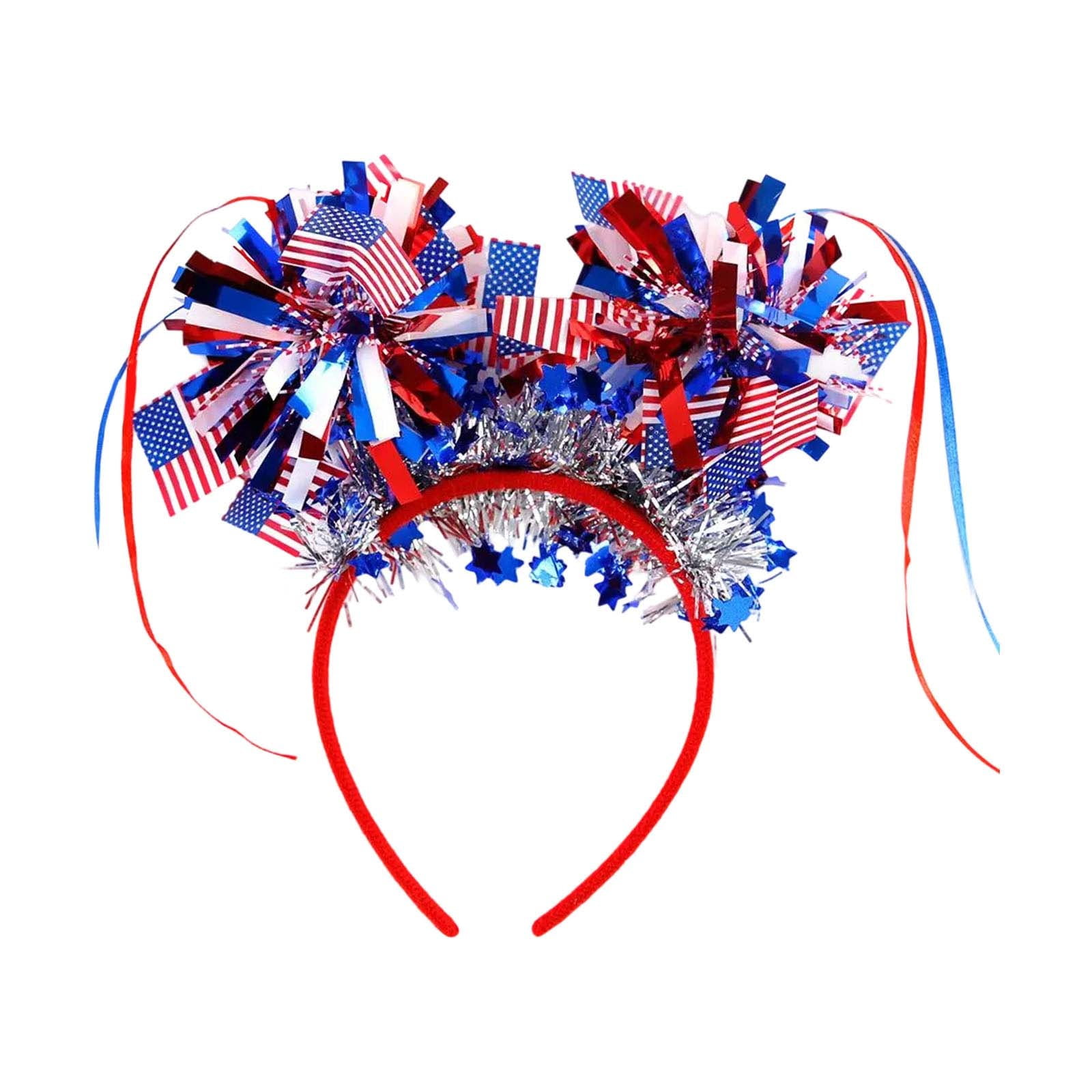 Qocolhg Patriotic Pom Pom Headband, 4th of July Independence Day Parade ...