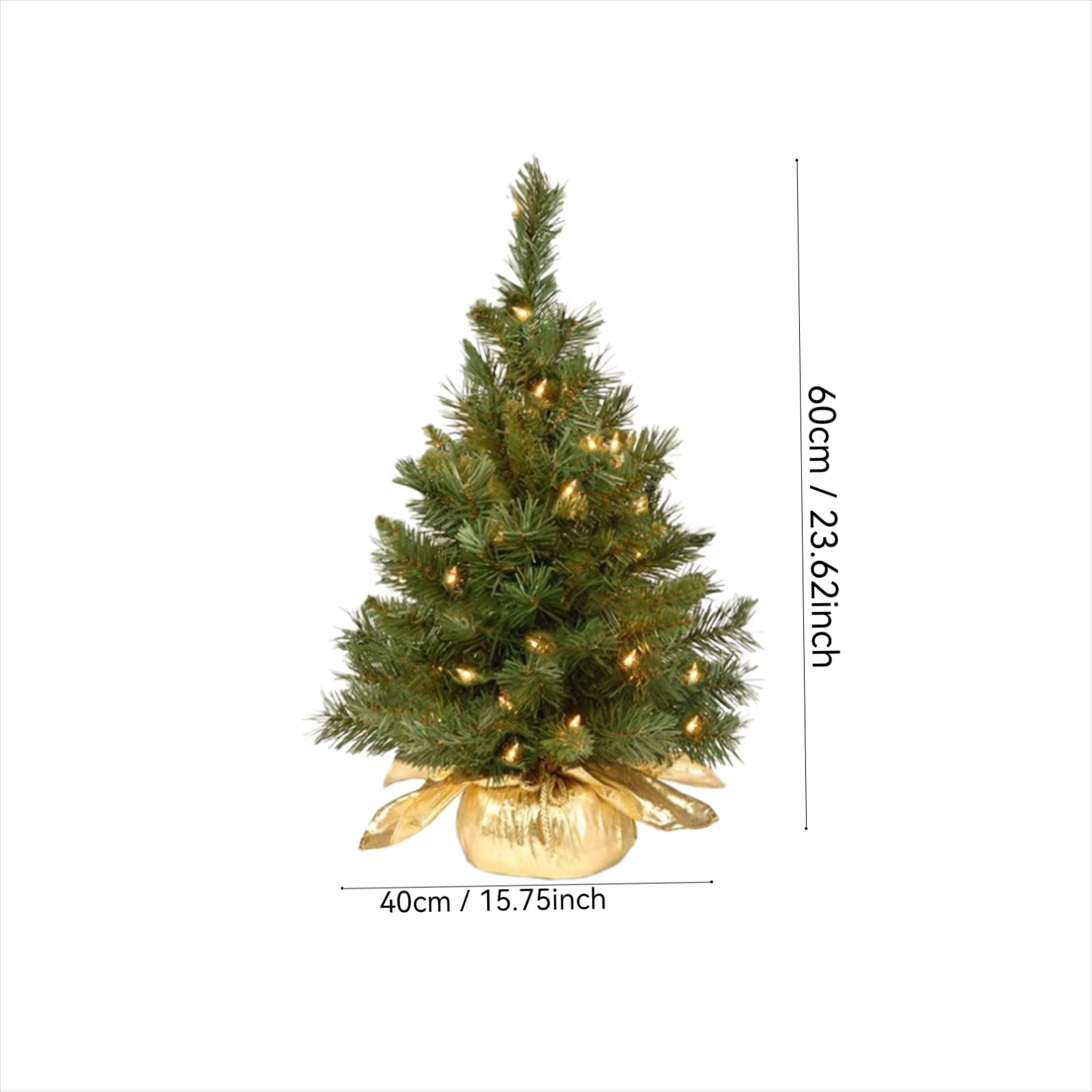 Qocolhg Pre-lit Artificial Mini Christmas Tree, 24 Inch Tabletop ...