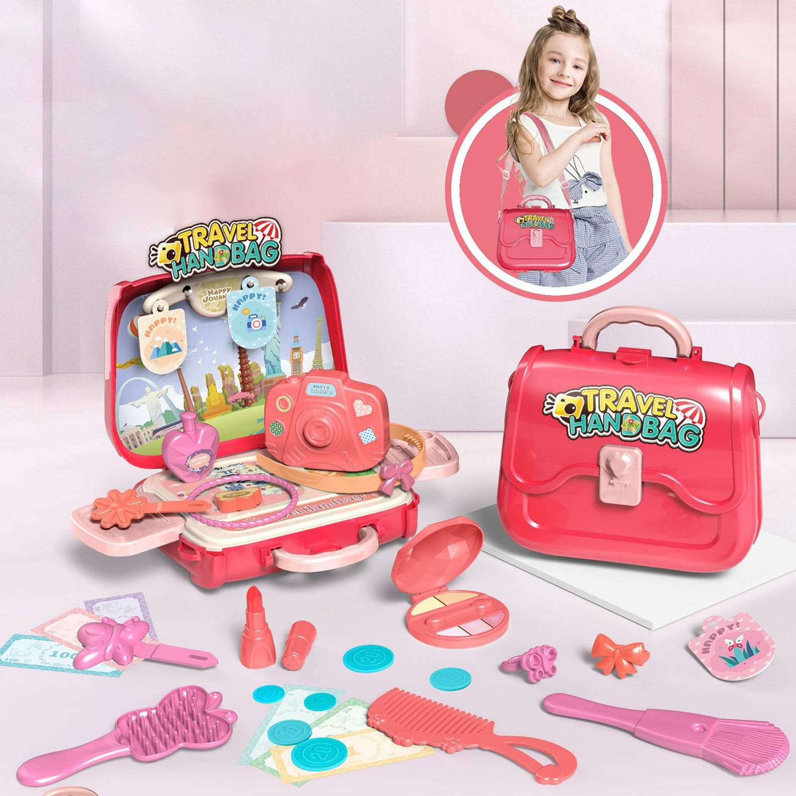 Qocolhg Pretend Makeup Kit for Toddlers Girls, Kids Pretend Play Makeup ...