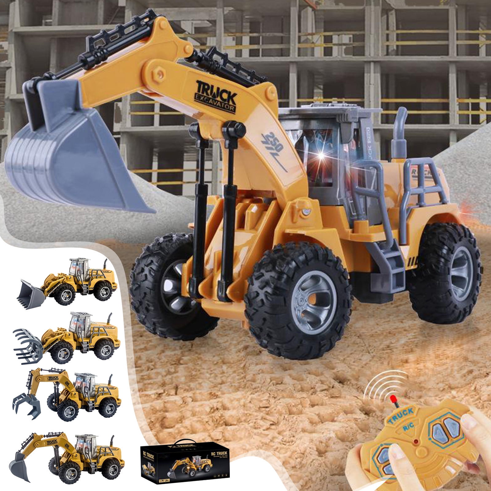 Qocolhg RC Excavator Dump Truck Toy, 2.4Ghz Metal Remote Control ...