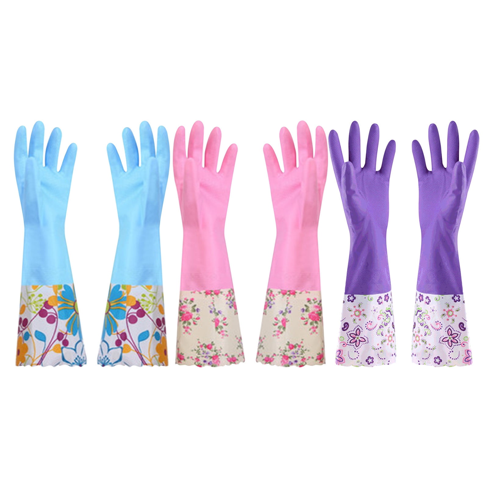 Qocolhg Rubber Kitchen Dishwashing Gloves - Colorful Reusable Household ...