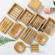 AmazerBath Bamboo Soap Dish, Wooden Soap Holder , 2 Pack Soap Dishes ...