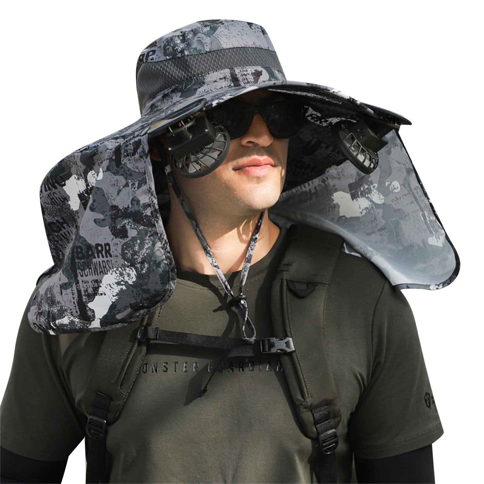 Qocolhg Solar Fan Hat with 2 Fan, USB & Solar Powered Fans Hat, 3 ...