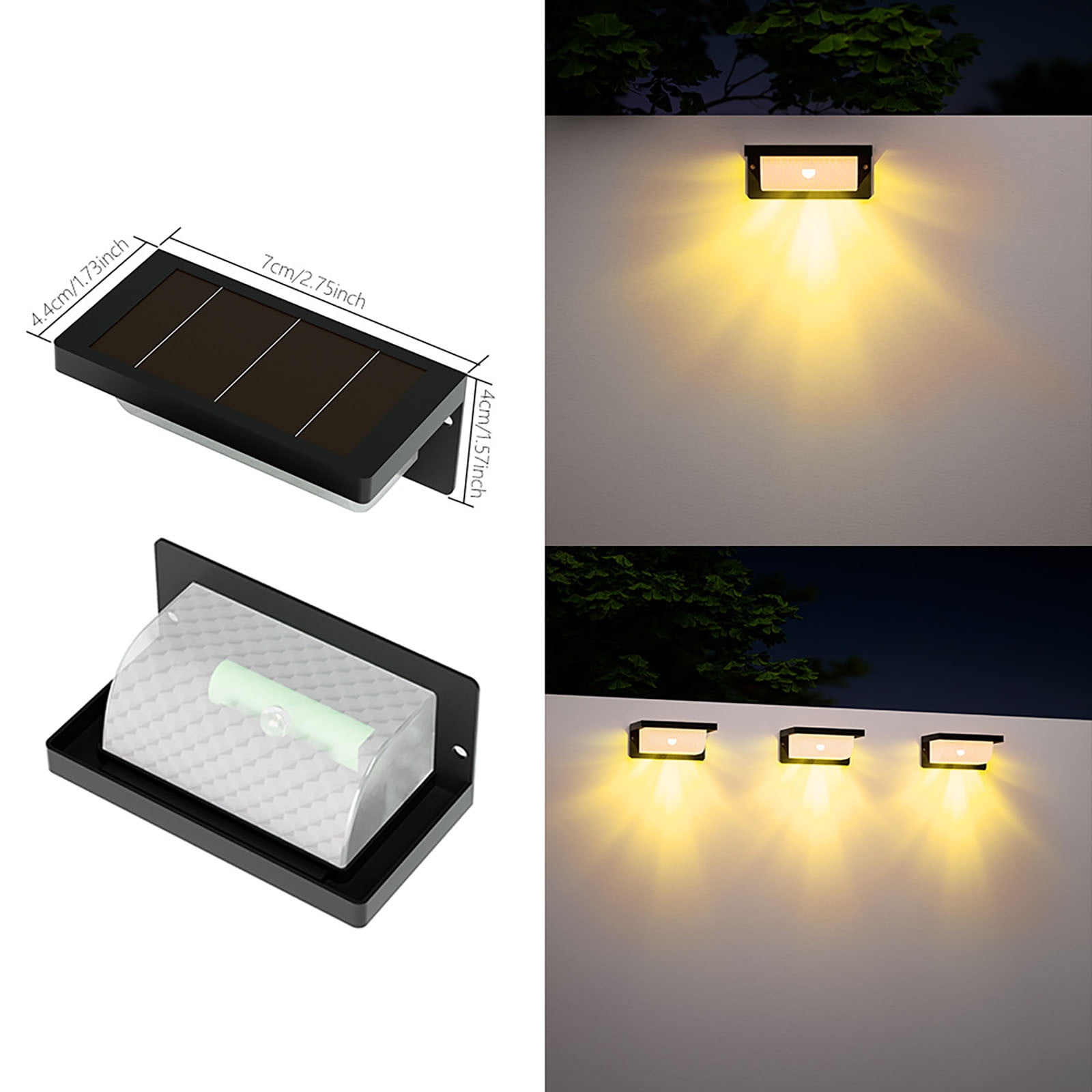 Qocolhg Solar LED Outdoor Wall Lamp Black Rectangle LED Indoor Wall ...
