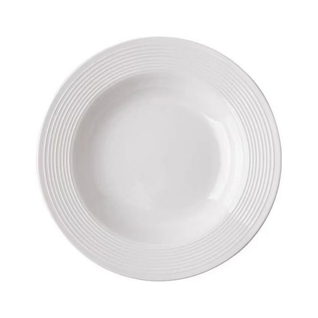 Qocolhg Soup and Pasta Bowls, White Porcelain Wide Rim Salad Plates ...