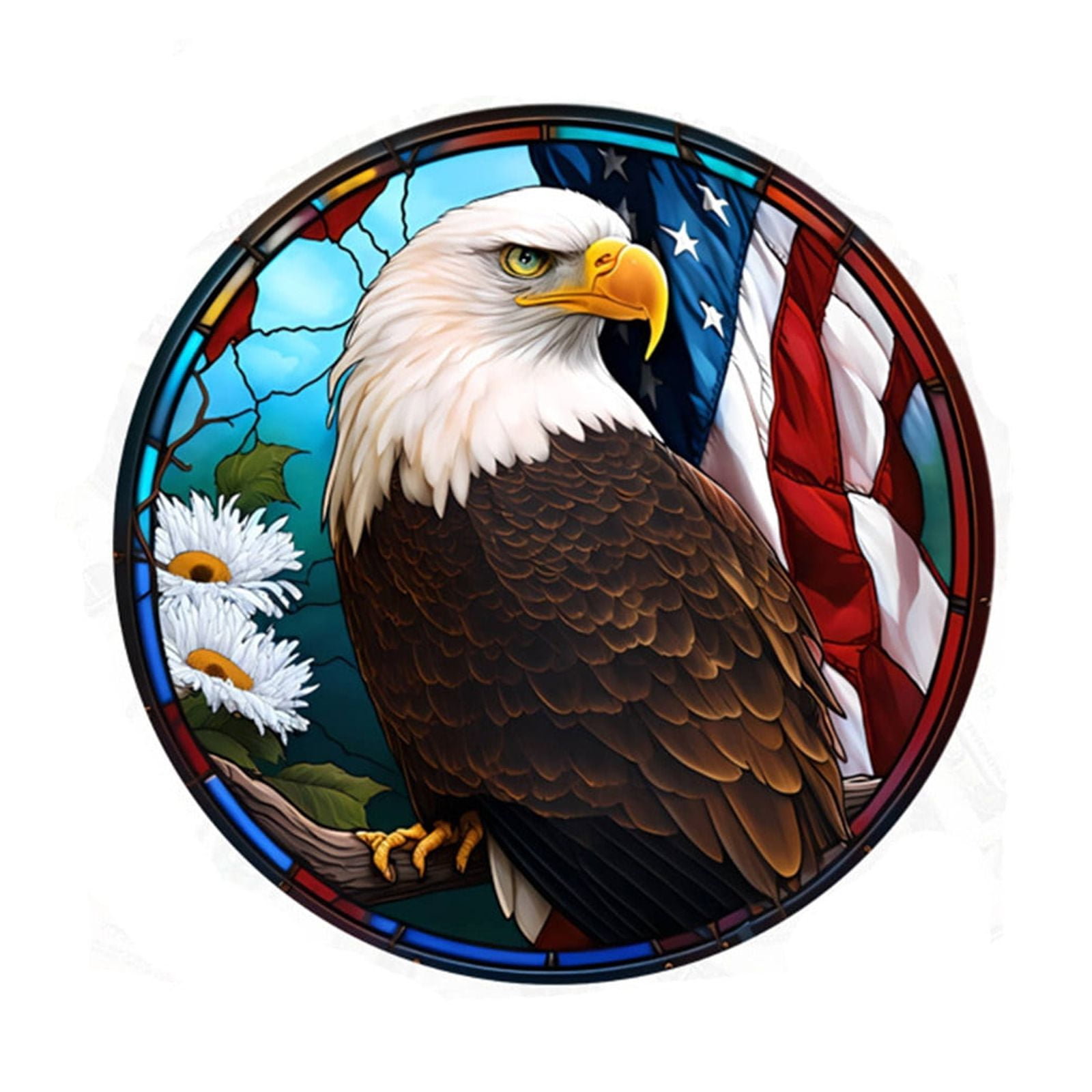 Qocolhg Stained Glass Effect 4th of July Window Clings Patriotic Window ...