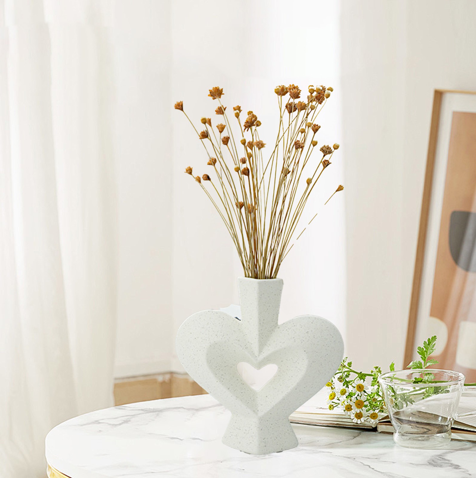 Qocolhg White Vases for Decor, Heart Shaped Ceramic Vase, Nordic Heart ...