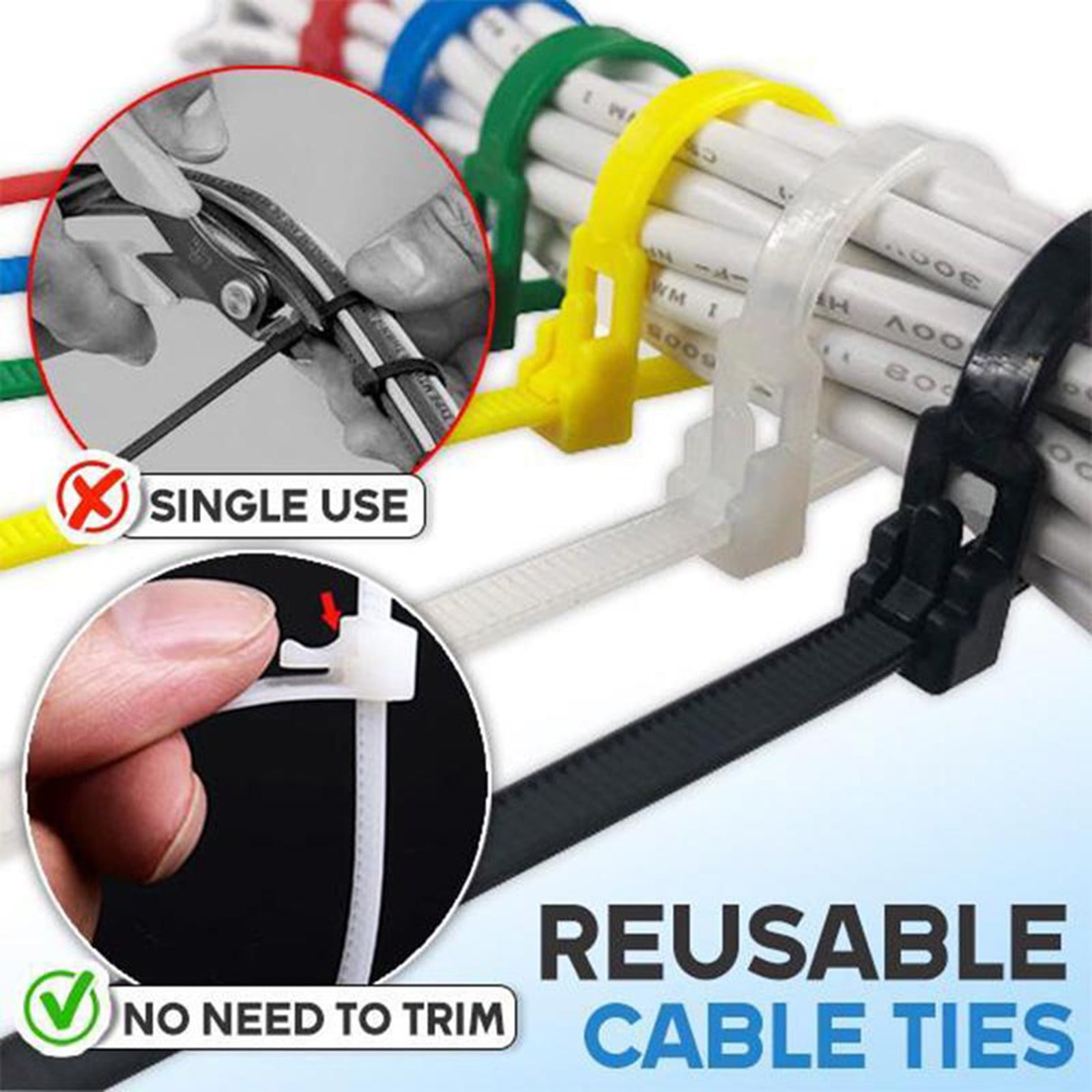 Qocolhg White Zip Ties 8 inch Large Cable Ties Wraps 200 pcs/Pack ...