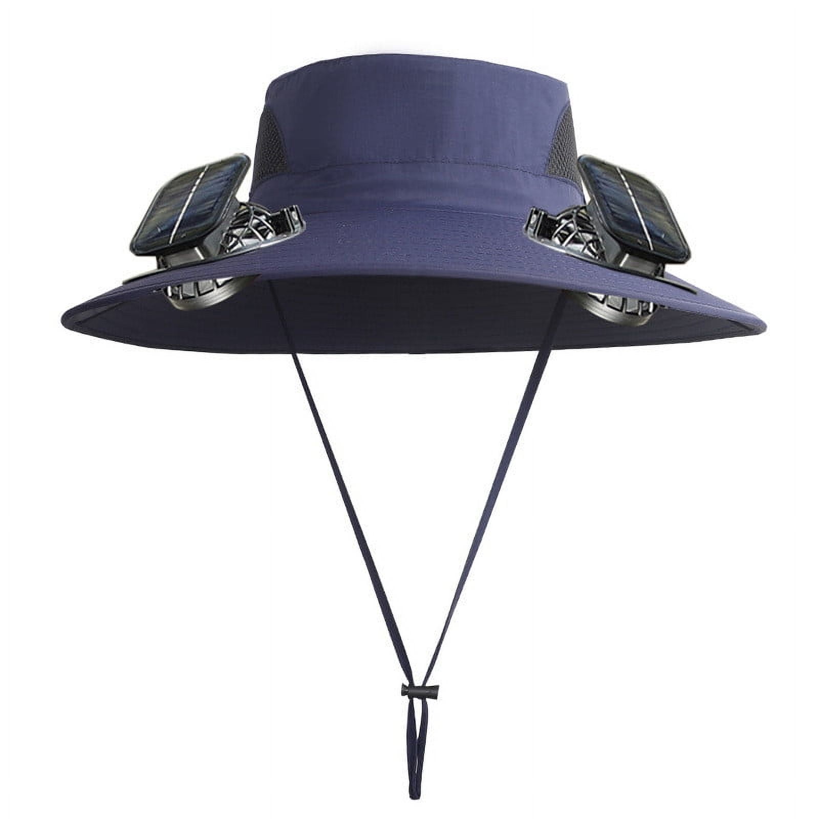 Qocolhg Wide Brim Solar Fan Hat, 2 Fans 3-Speed Adjustable, Breathable ...