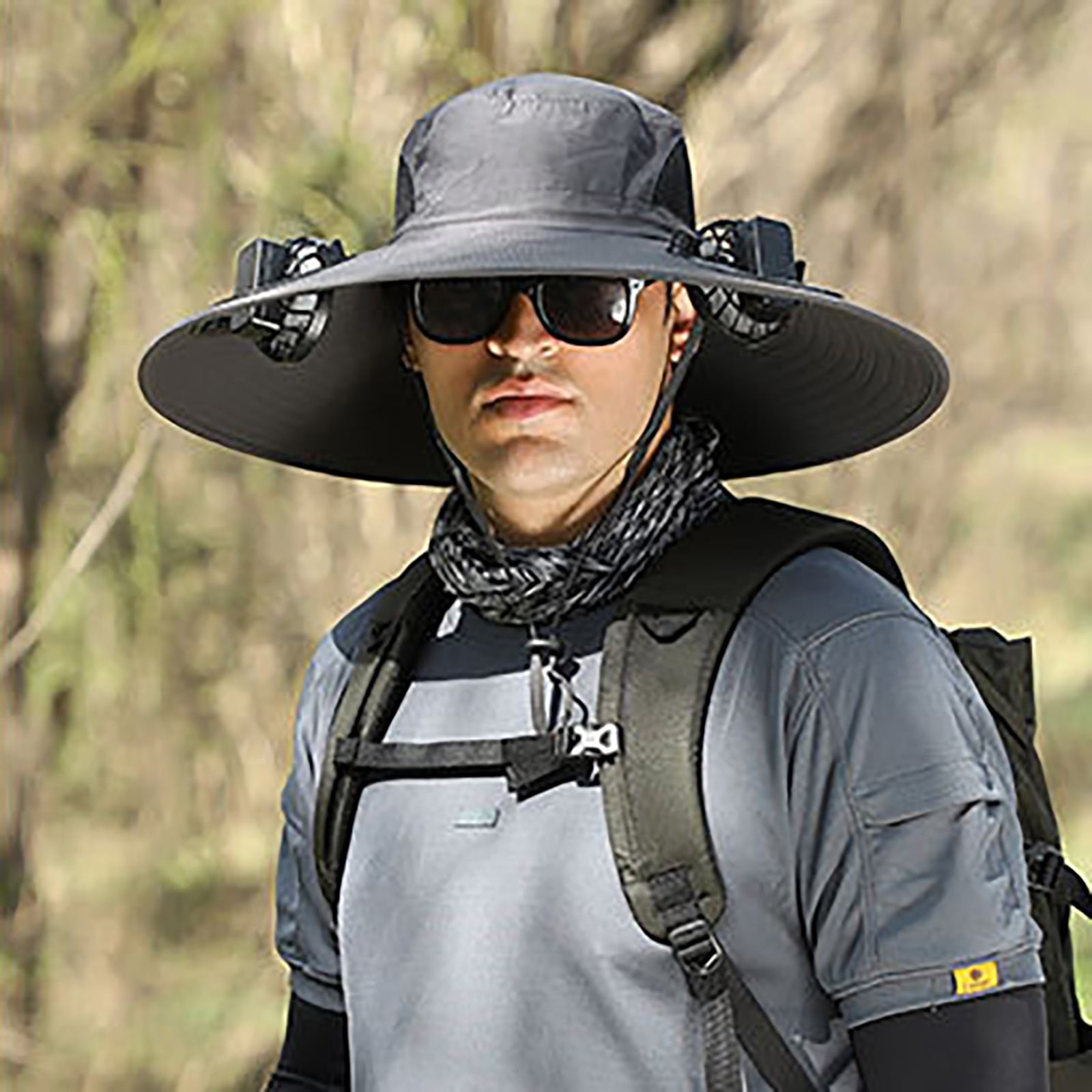Qocolhg Wide Brim Solar Fan Hat,Fishing Hat with 2 Solar Fan, 3 Speed ...