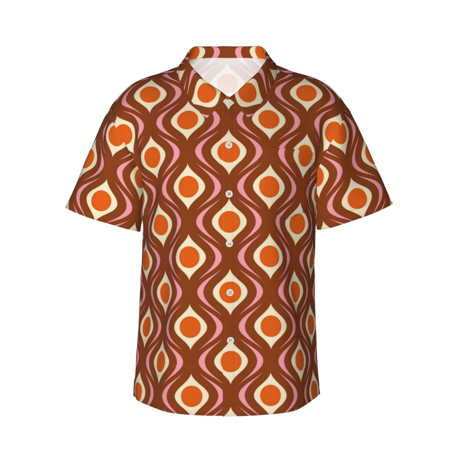 Qokaie 70's Retro Print Men’s Hawaiian Shirt – Tropical Short Sleeve ...
