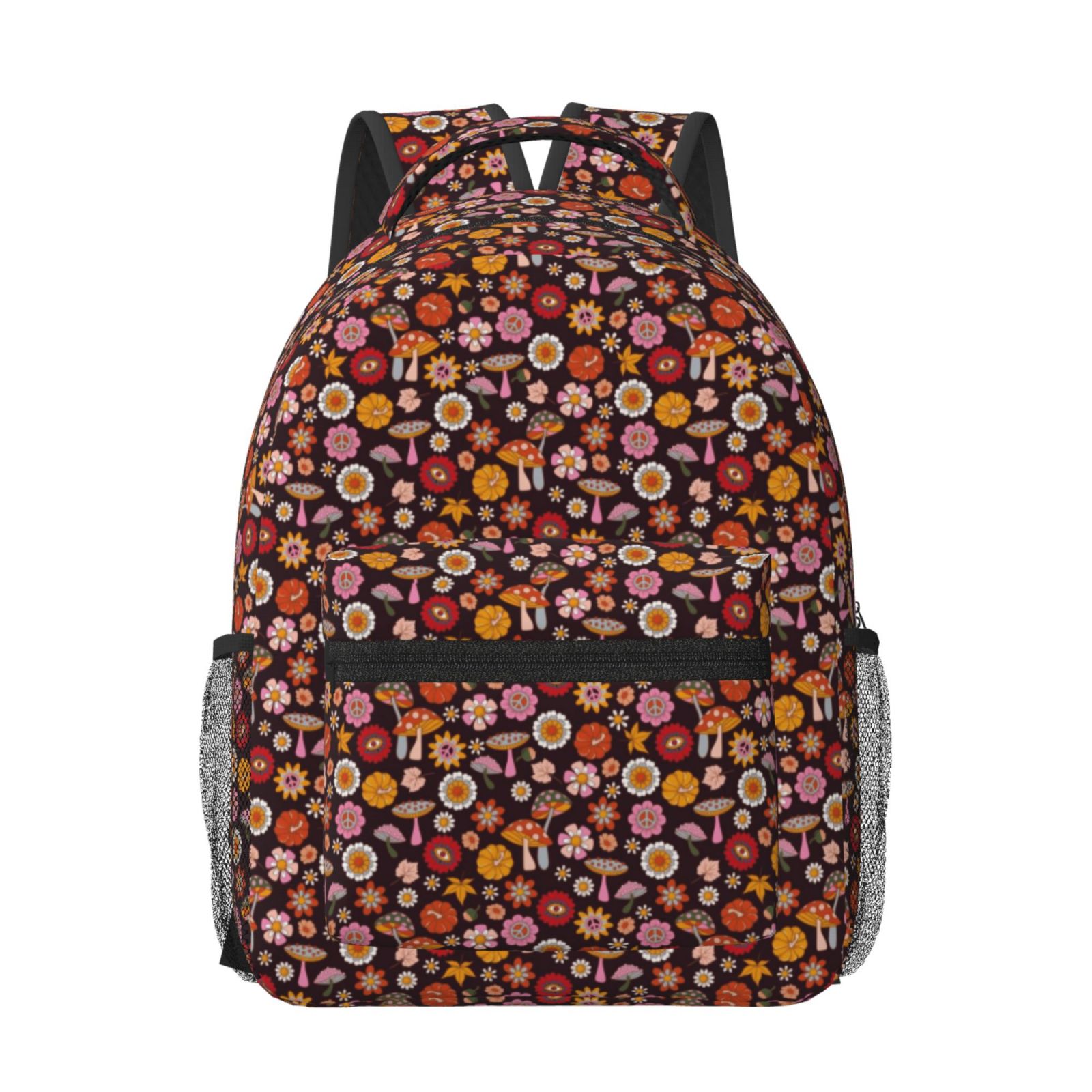Qokaie 70s Groovy Hippie Retro Style School Backpack Travel Bag for Men ...